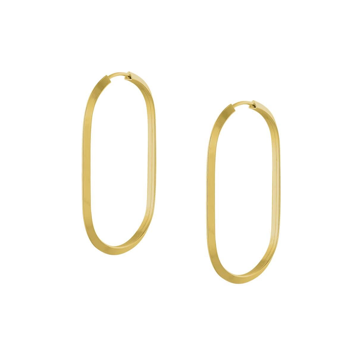 Brinco De Ouro 18k Argola Ovalada Slim G | Fábrica do Ouro