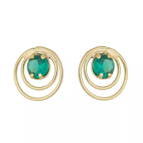 Brinco de Ouro 18K Zircônia Esmeralda | Fábrica do Ouro