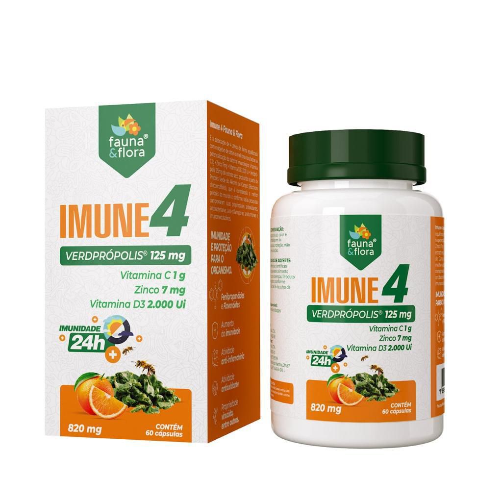 Imune 4 (Verdprópolis 125mg + Vit C 1g + Zinco 7mg + Vit D3 2000Ui ...