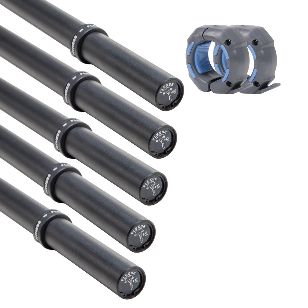 Kit com 5 Fat Bar 1,50m + Presilhas | Flexbe Fitness