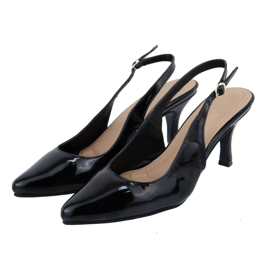 Sapato Social Feminino Scarpin Salto Baixo Fino Preto 6031 Preto | Flor ...