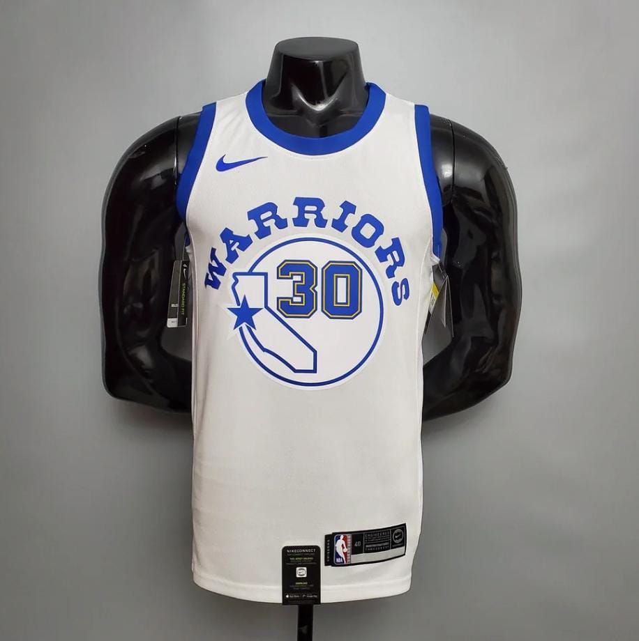 NBA Golden State Warriors #30 Curry - Retrô White - Silk | ATACADO ...