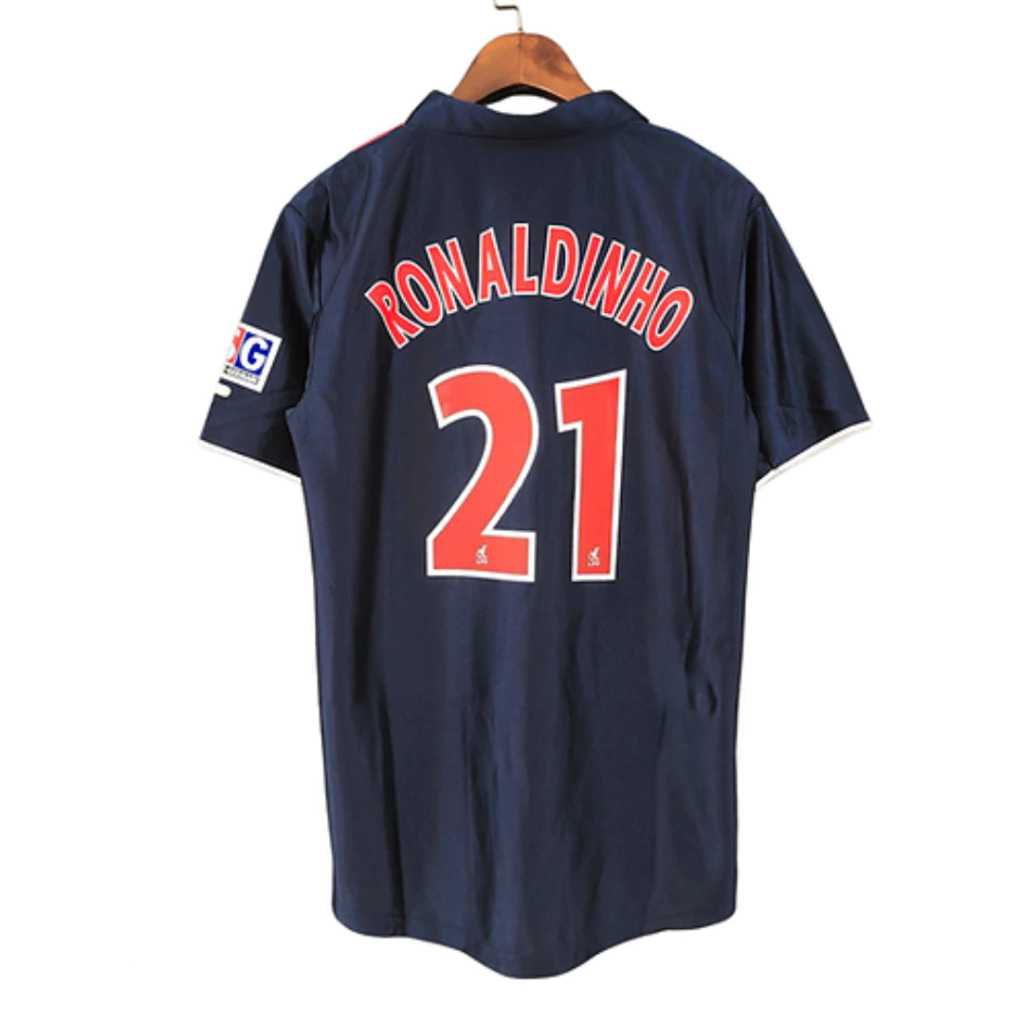 Camisa PSG Retrô Home RONALDINHO 21 - 01/02 - Azul e Vermelho | FUTCAMISA