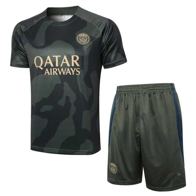 CONJUNTO TREINO PSG CAMISA + SHORT 2024/25 JORDAN - VERDE MILITAR ...