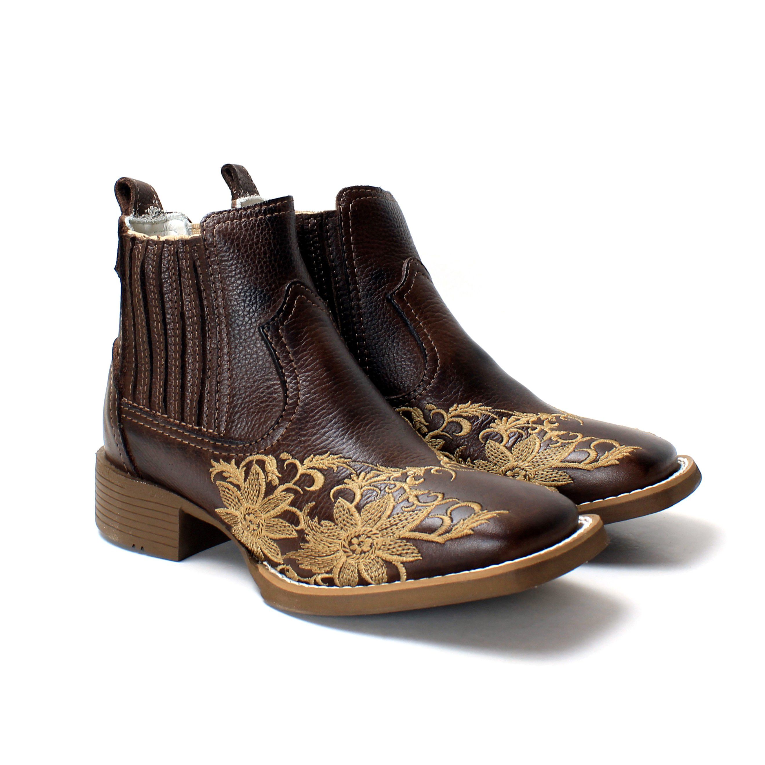 BOTINA TEXANA BORDADA FLORES FB52 | FRANCABOOTS