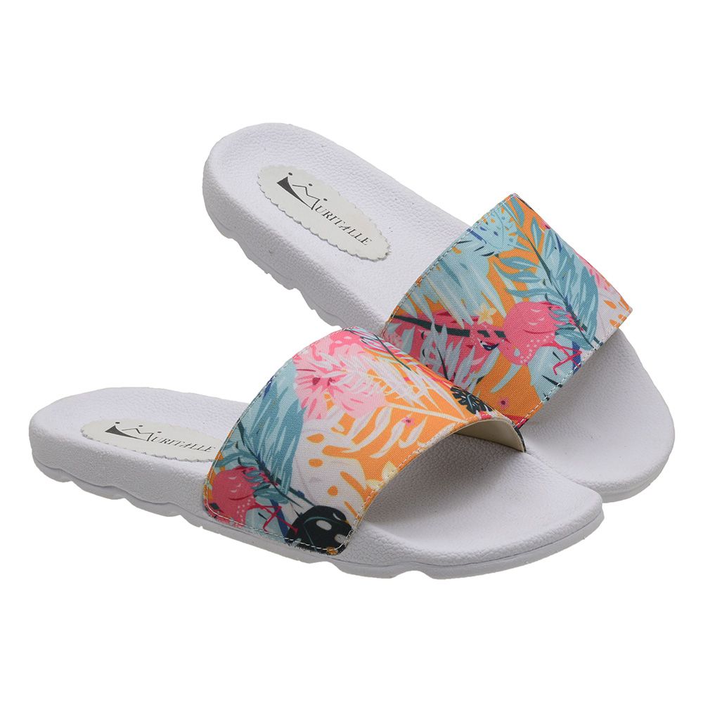 Chinelo Slide Cancún Branco Flamingo | GRIFEMUR