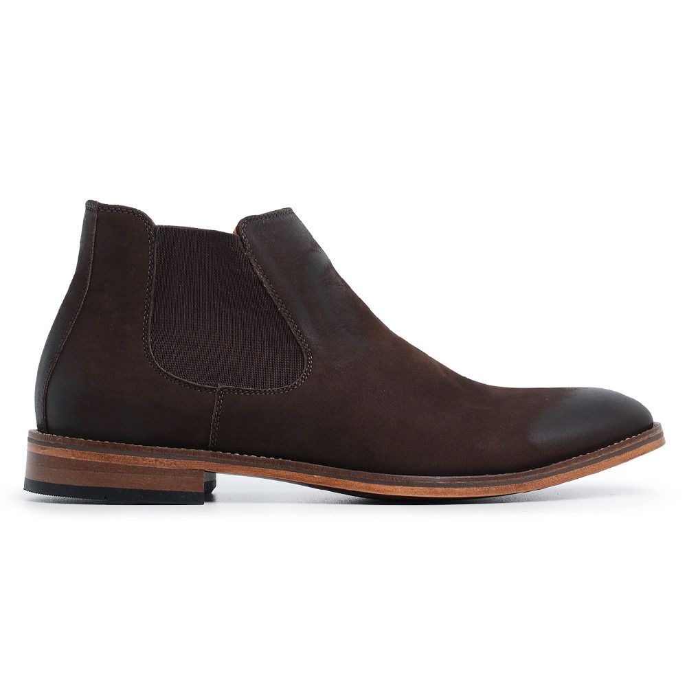Bota Social Masculina Chelsea Nobuck Graxo | Grife Couro