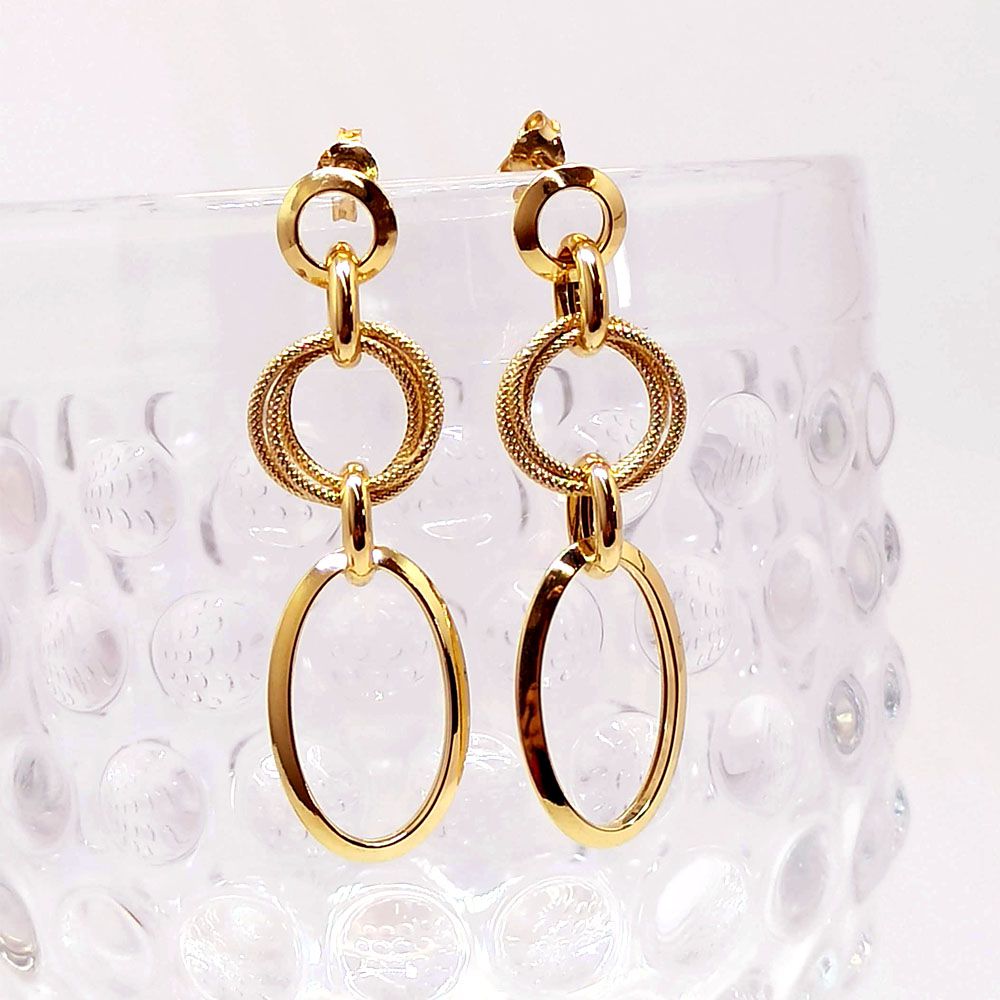 Brinco 3 Argolas Trabalhadas e Ovais | Helder Joalheiros