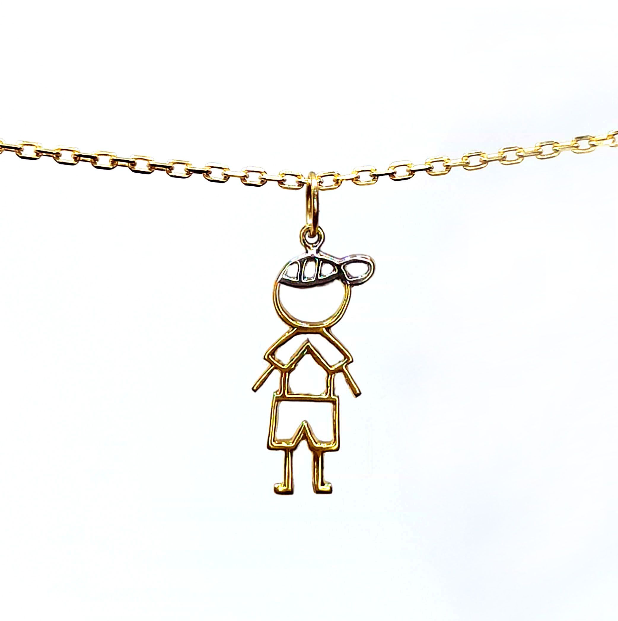 Pingente Menino em Ouro 18k Amarelo e Branco Vazado | Helder Joalheiros