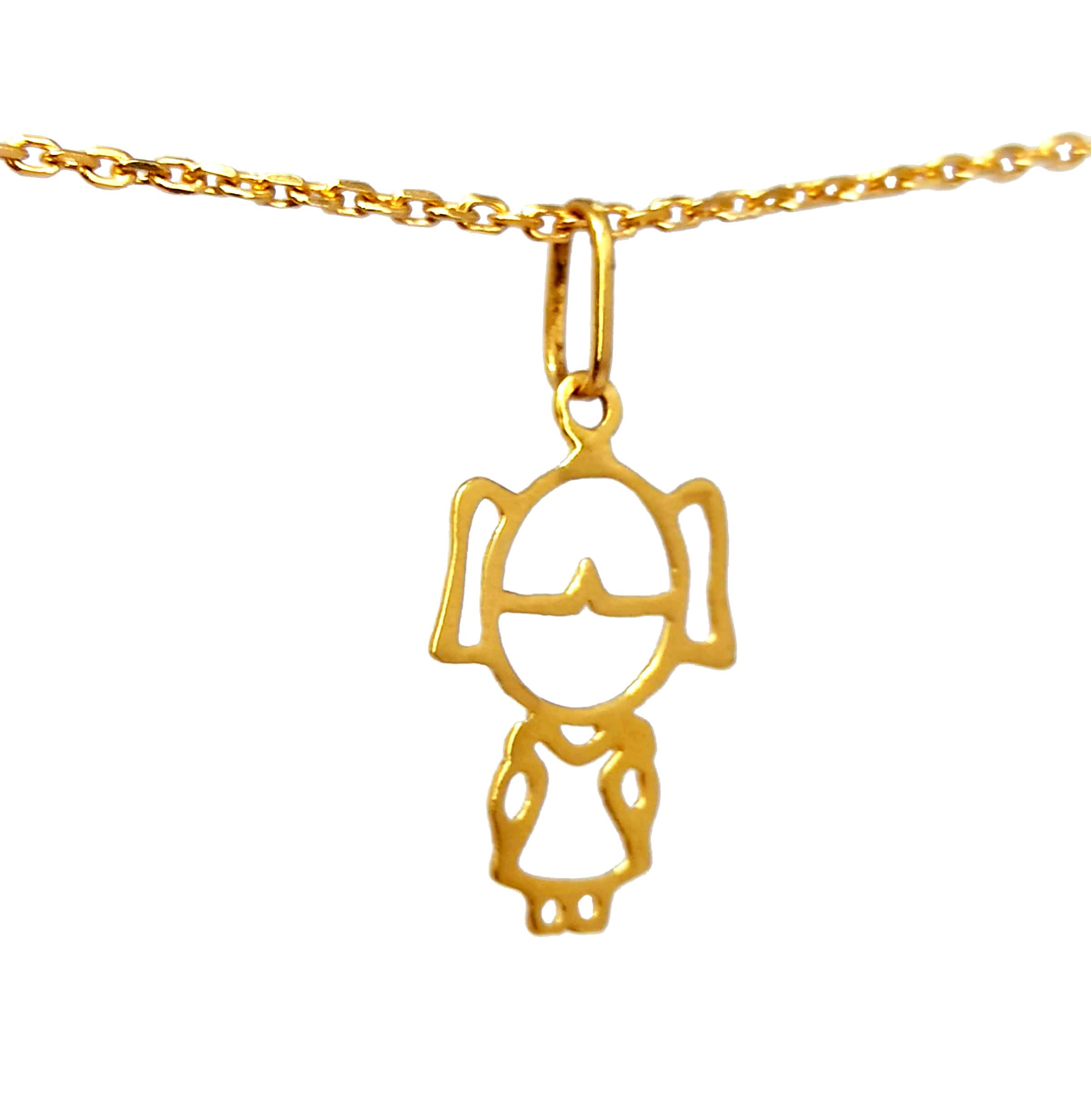 Pingente menina vazada em Ouro 18k | Helder Joalheiros