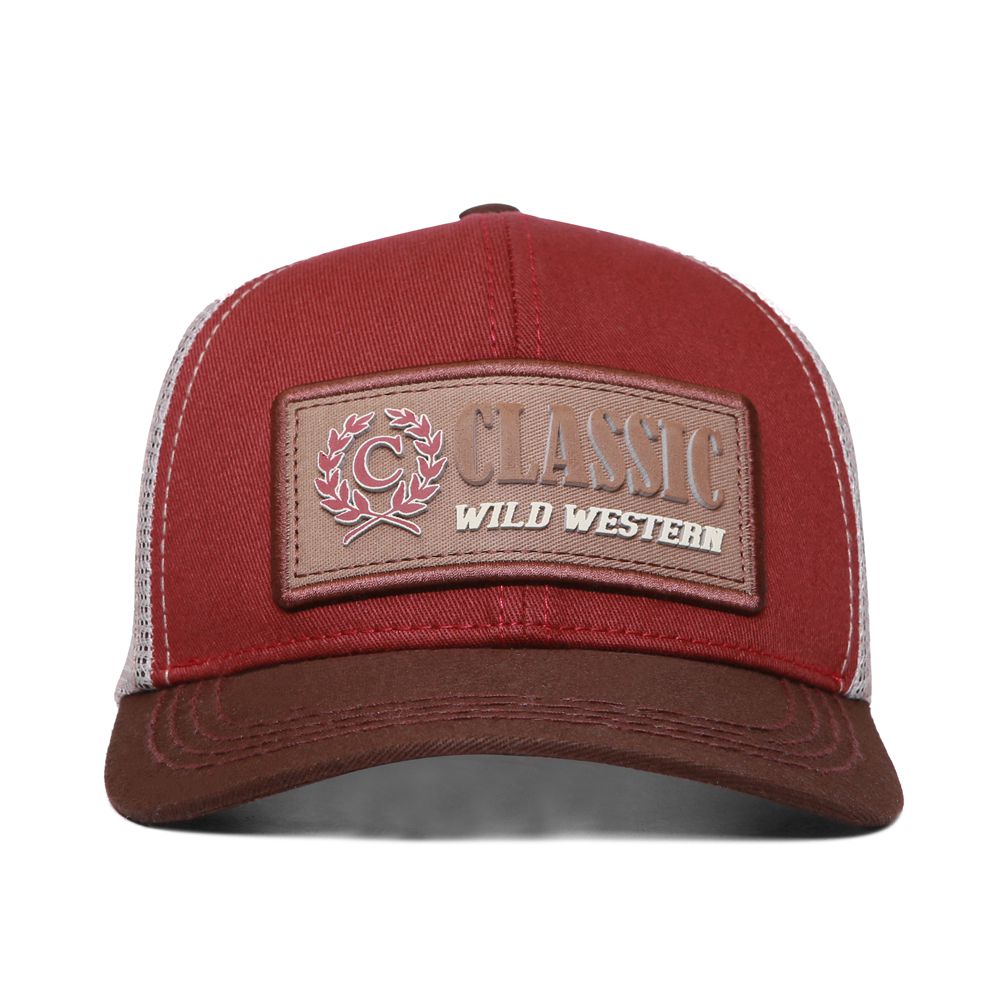 Boné Classic Bordô Tela Bege | HIPICOS COUNTRY