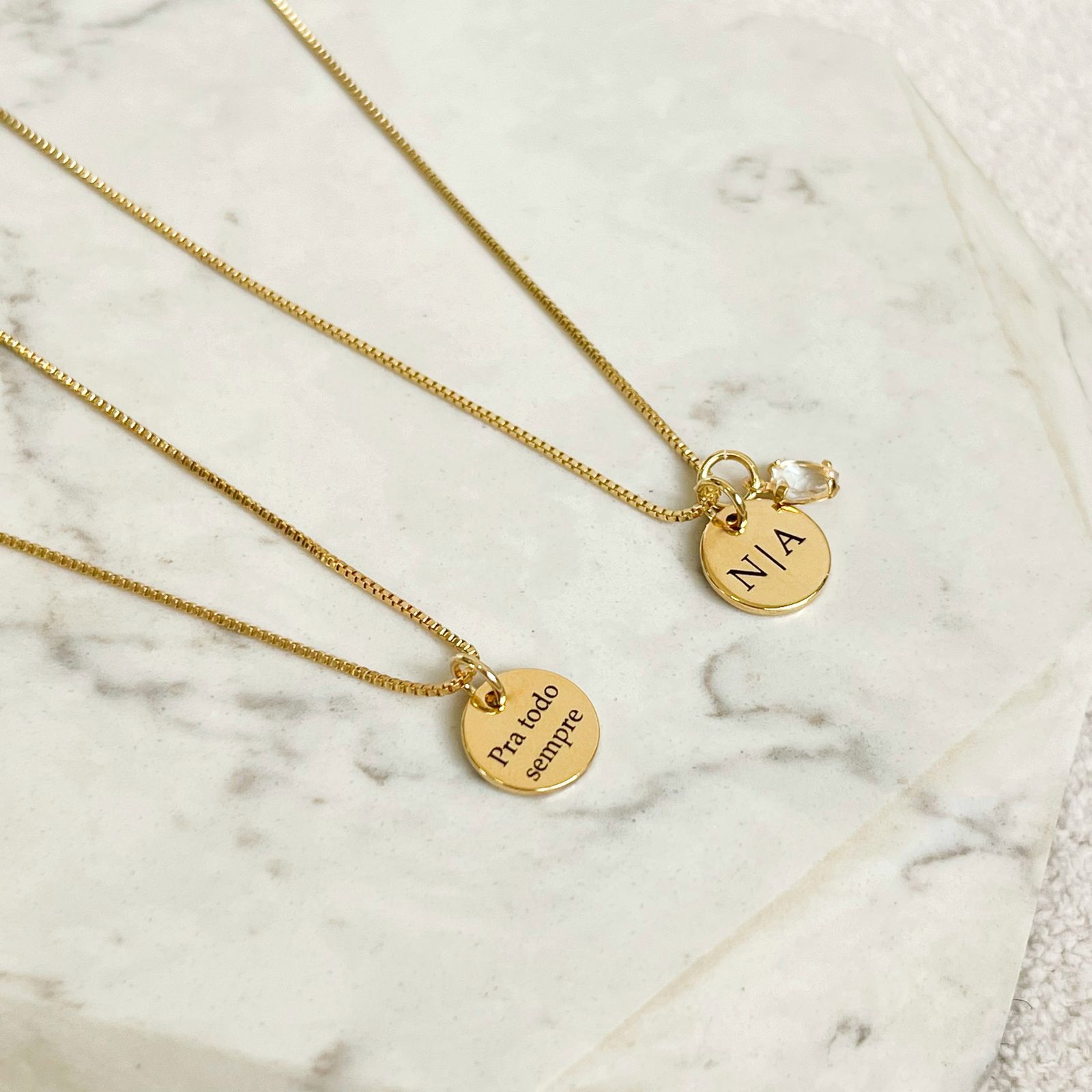Kit 7 - 2 Colares Medalha P Personalizadas Folheado em Ouro 18k | IAIÁ ...