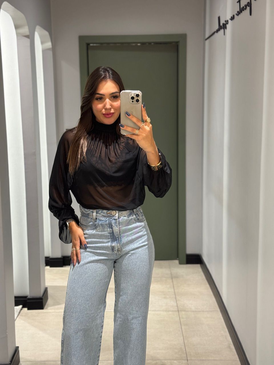 BLUSA TULE GOLA FLAME PRETO | ISABELA MENEZES