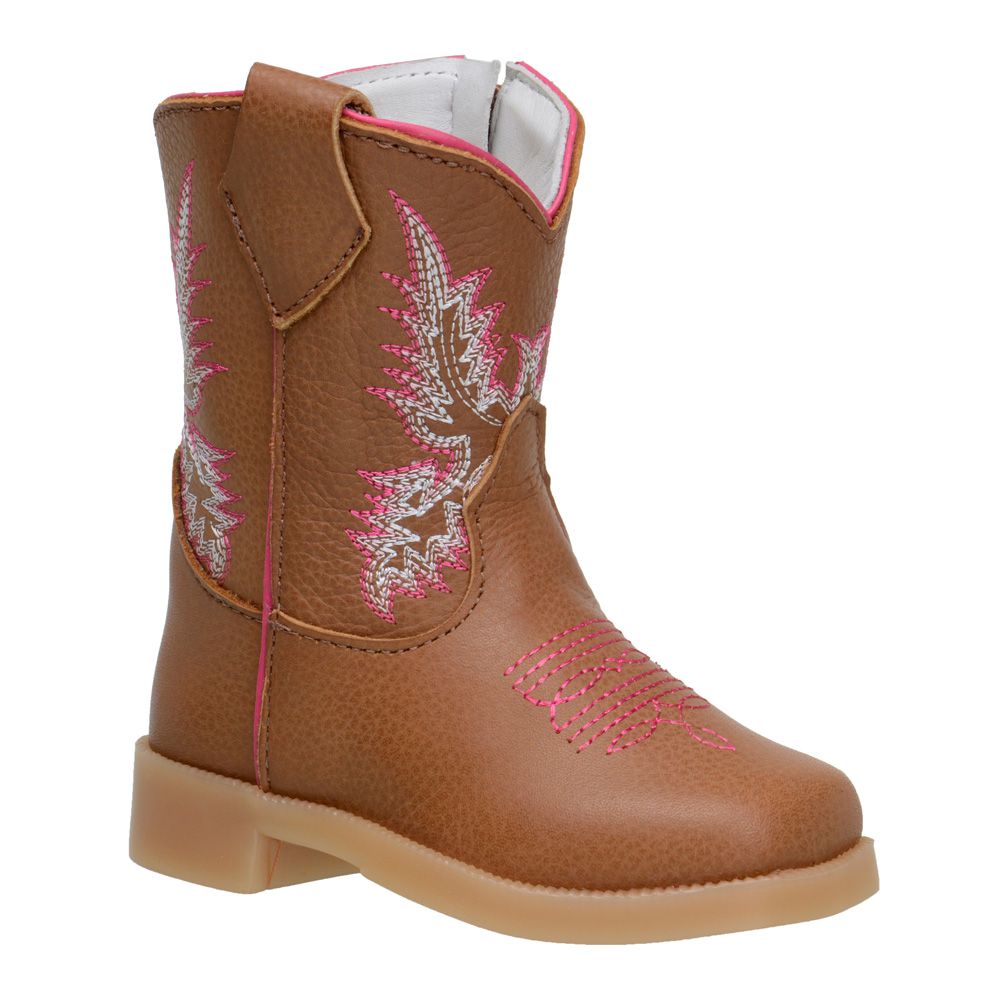 Bota Texana Baby Couro Legítimo Bico Quadrado Castor Rosa | JM Country