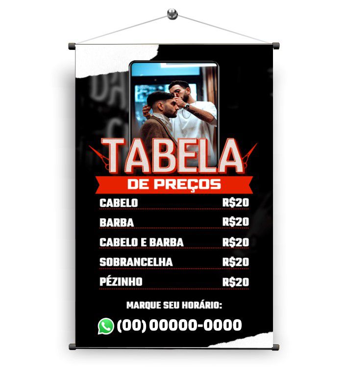 Banner Barbearia tabela de preço mod1 | KRadesivos
