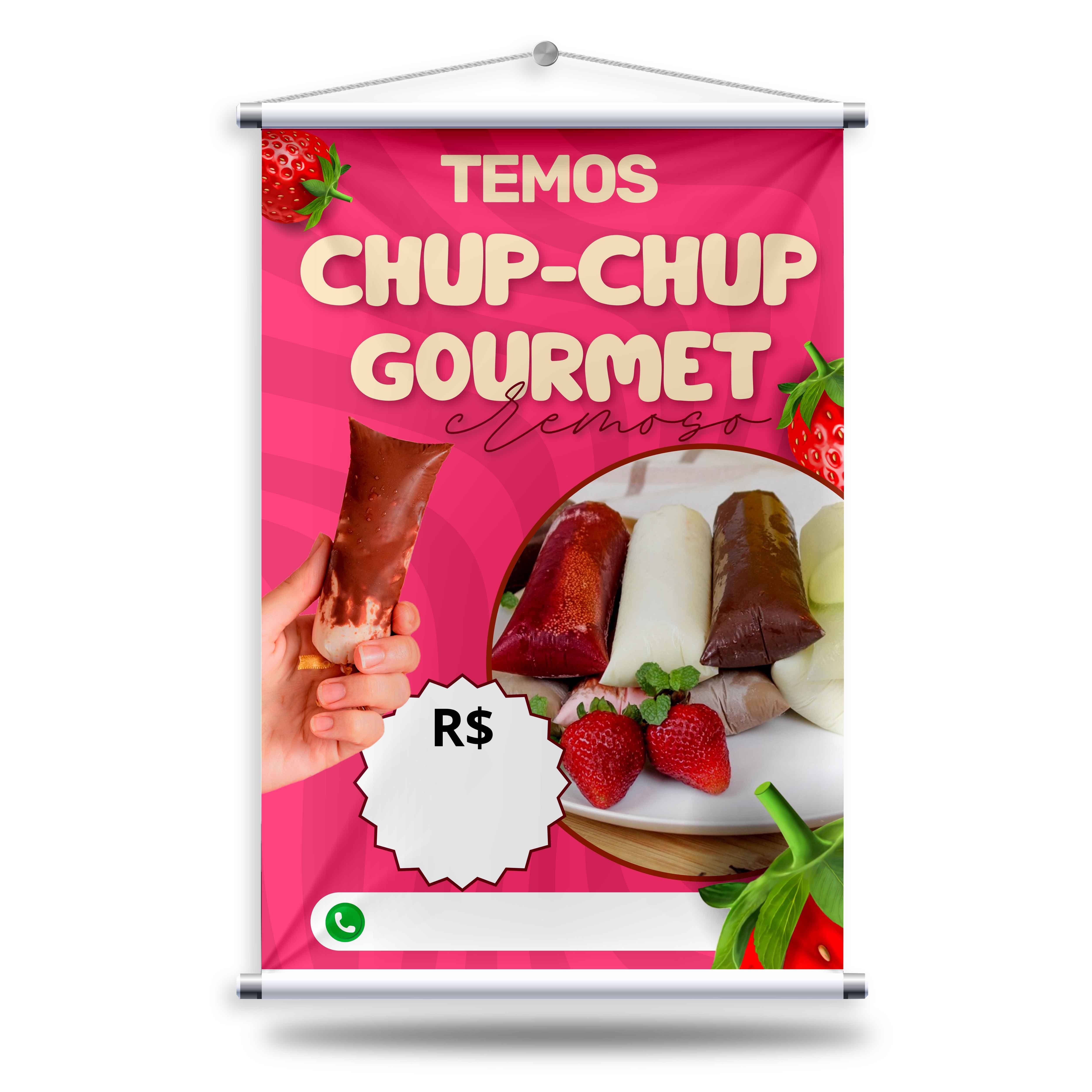 Banner Chup-Chup Gourmet + Grátis Suporte Para Pendurar | KRadesivos