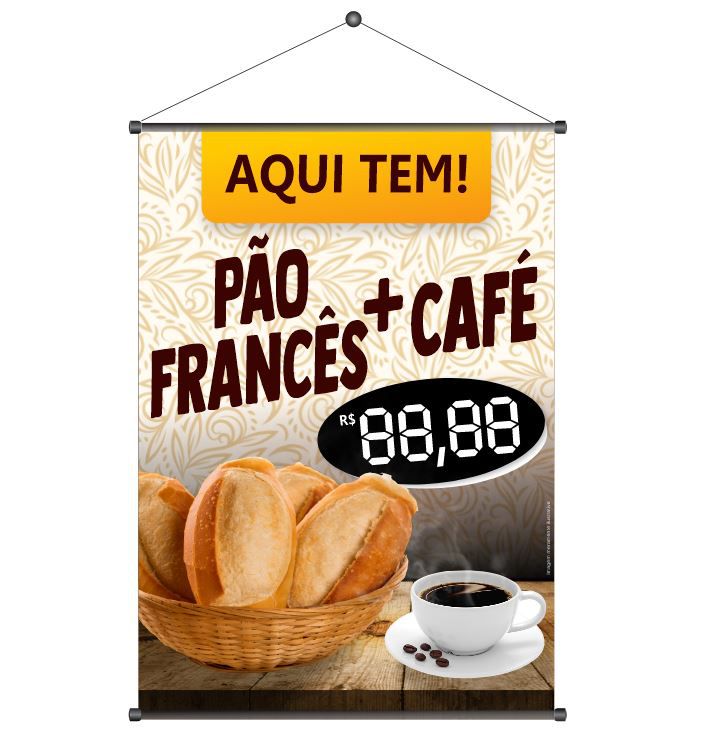 Banner Padaria Pão Francês + Café mod.1 | KRadesivos