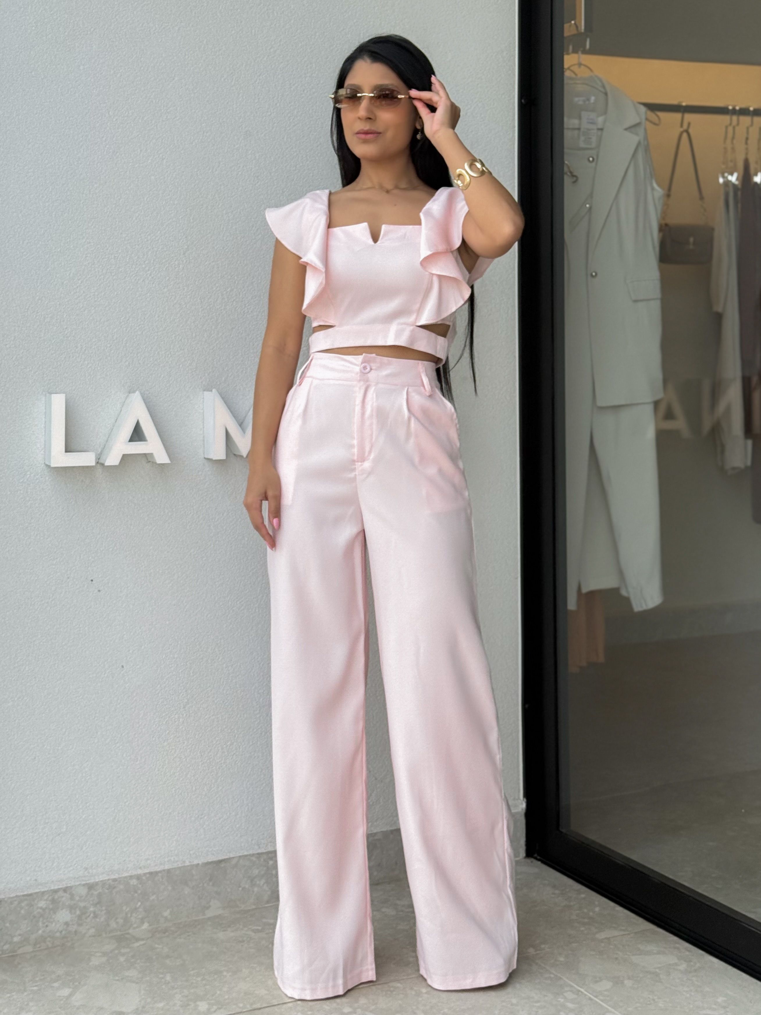 Conjunto Calça Isadora Rosa Bebê | Loja La Mina
