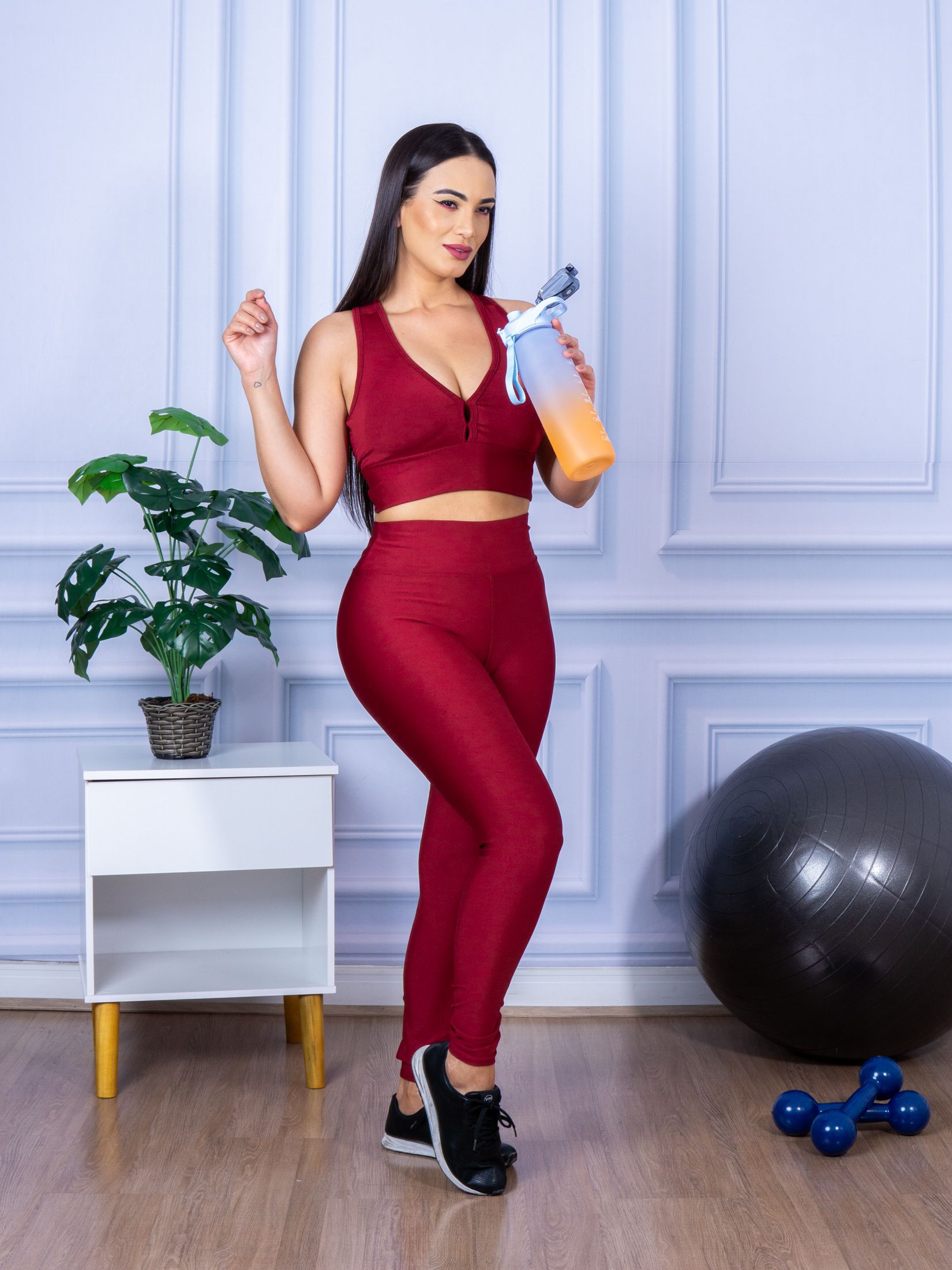 Conjunto Suplex Liso Bordô | Moda LLevo | Moda Fitness