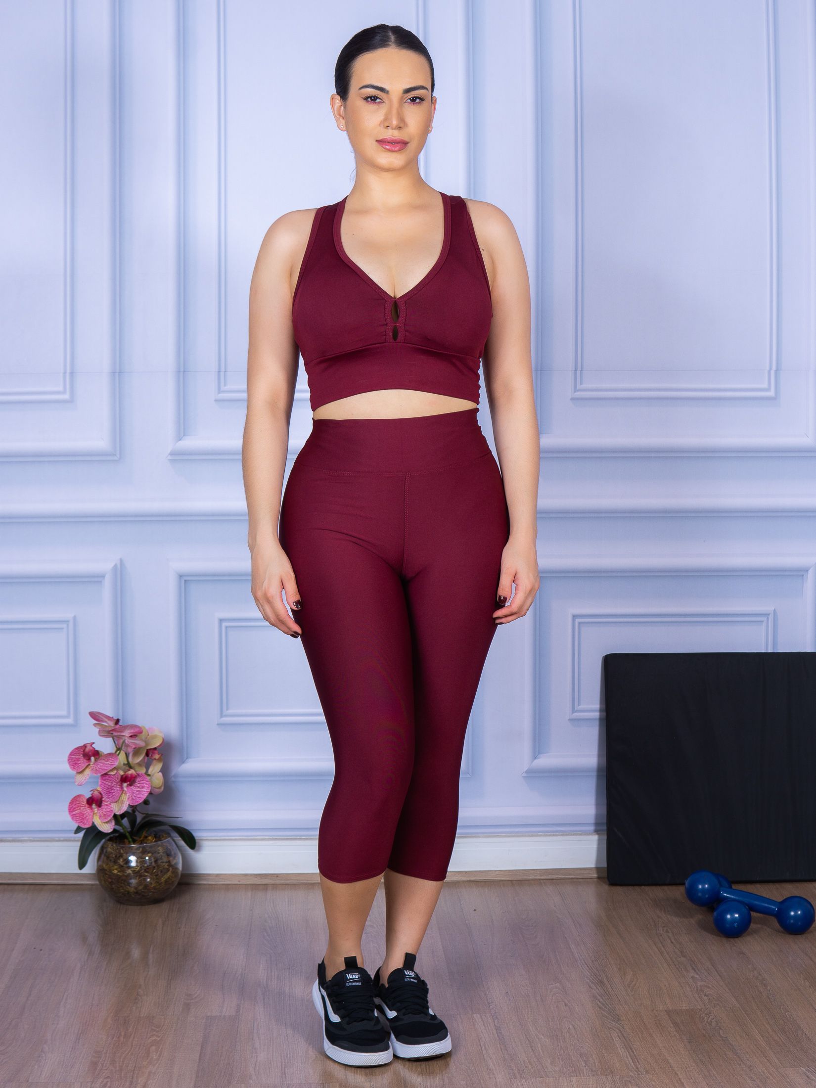 Conjunto Corsário e Top Nadador Suplex Bordo | Moda LLevo | Moda Fitness