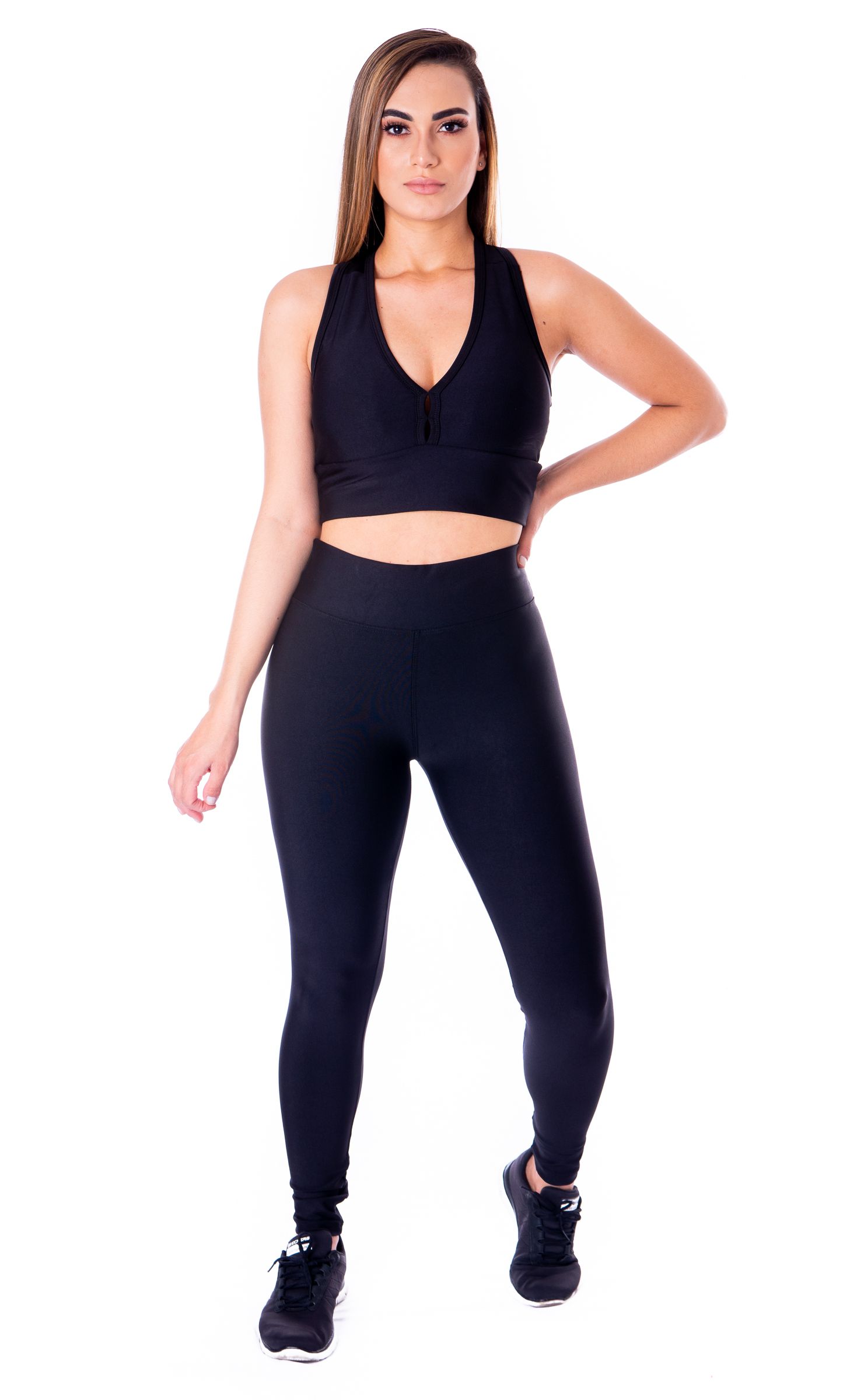 Conjunto Suplex Liso Preto | Moda LLevo | Moda Fitness