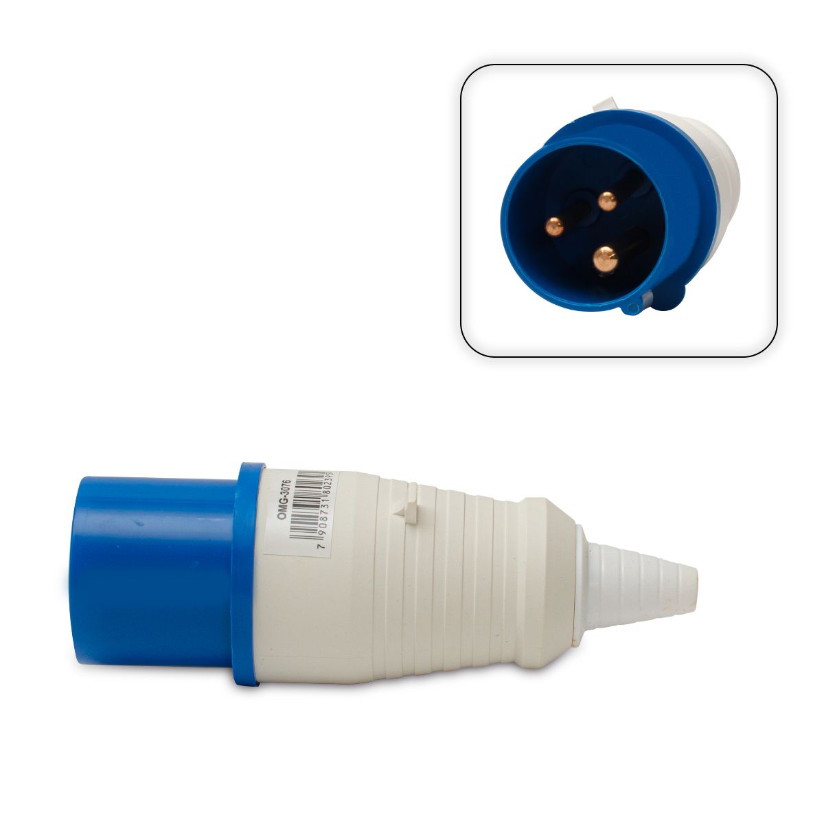 Plug 2P+T 16A 6H Azul OMG-3076 | Loja Caravelas