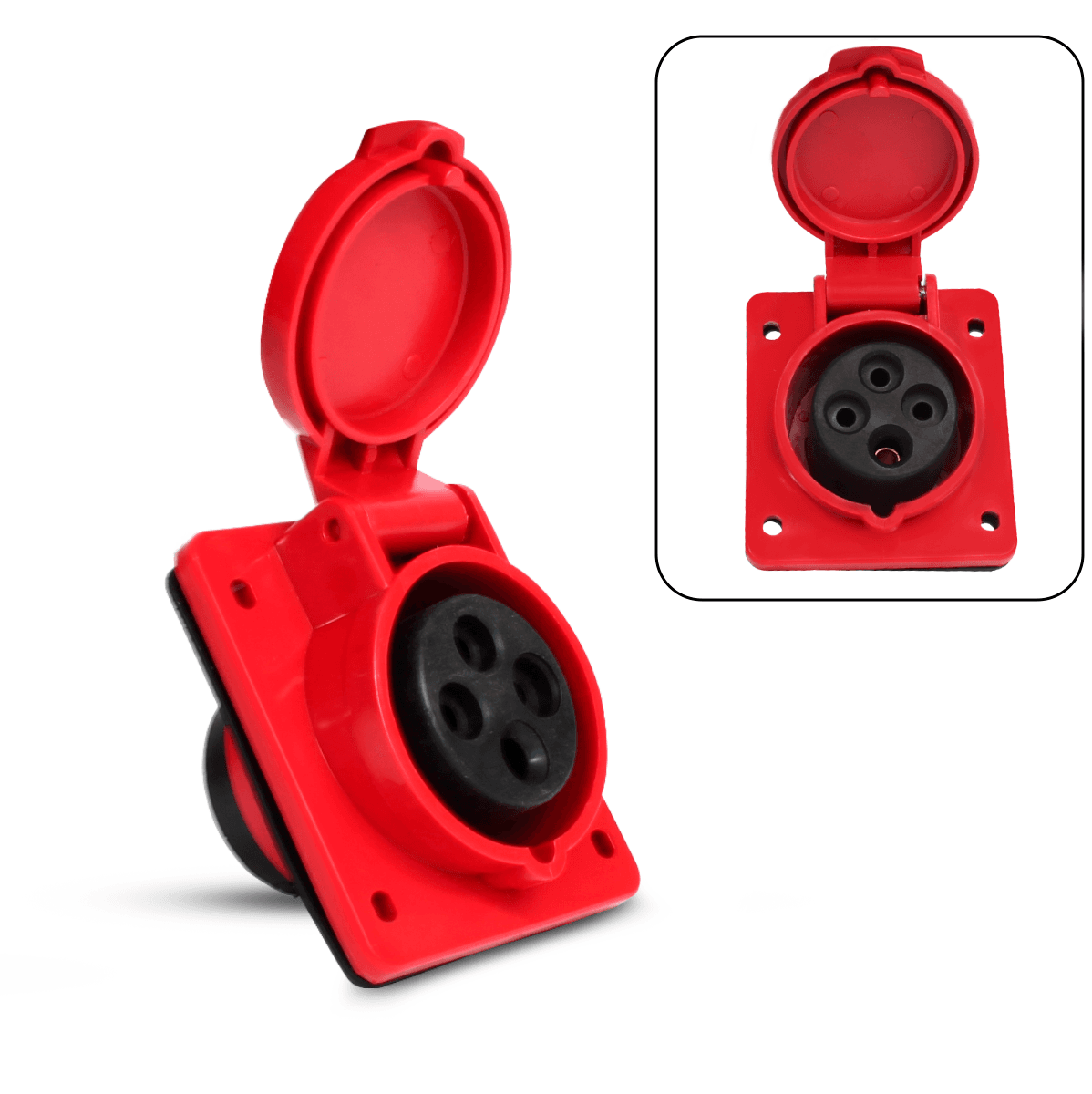 Tomada Embutir 3P+T 16A 6H Vermelha - Conexões Seguras | Loja Caravelas