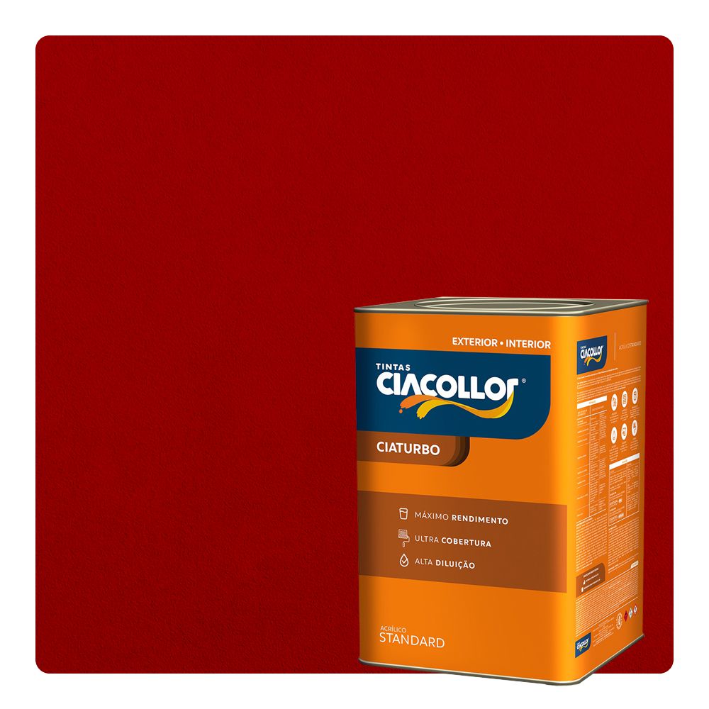 Tinta Para Parede Fosca Acrílico 18lt Ciacollor Linha Ciaturbo Vermelho Cereja | Loja Citel