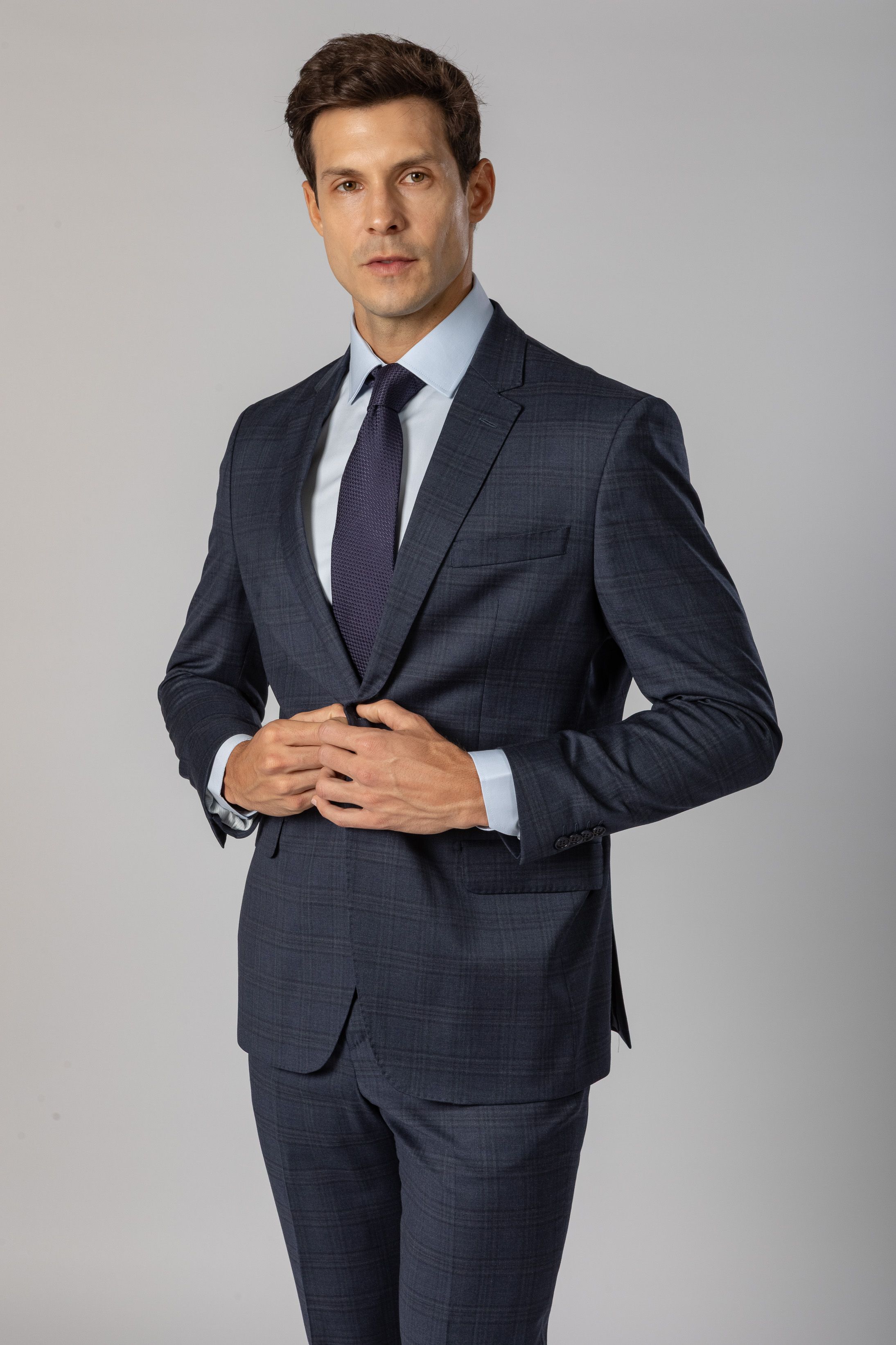 Costume Reda Super 110 Slim Window Pane Marinho | Diodato Alfaiataria