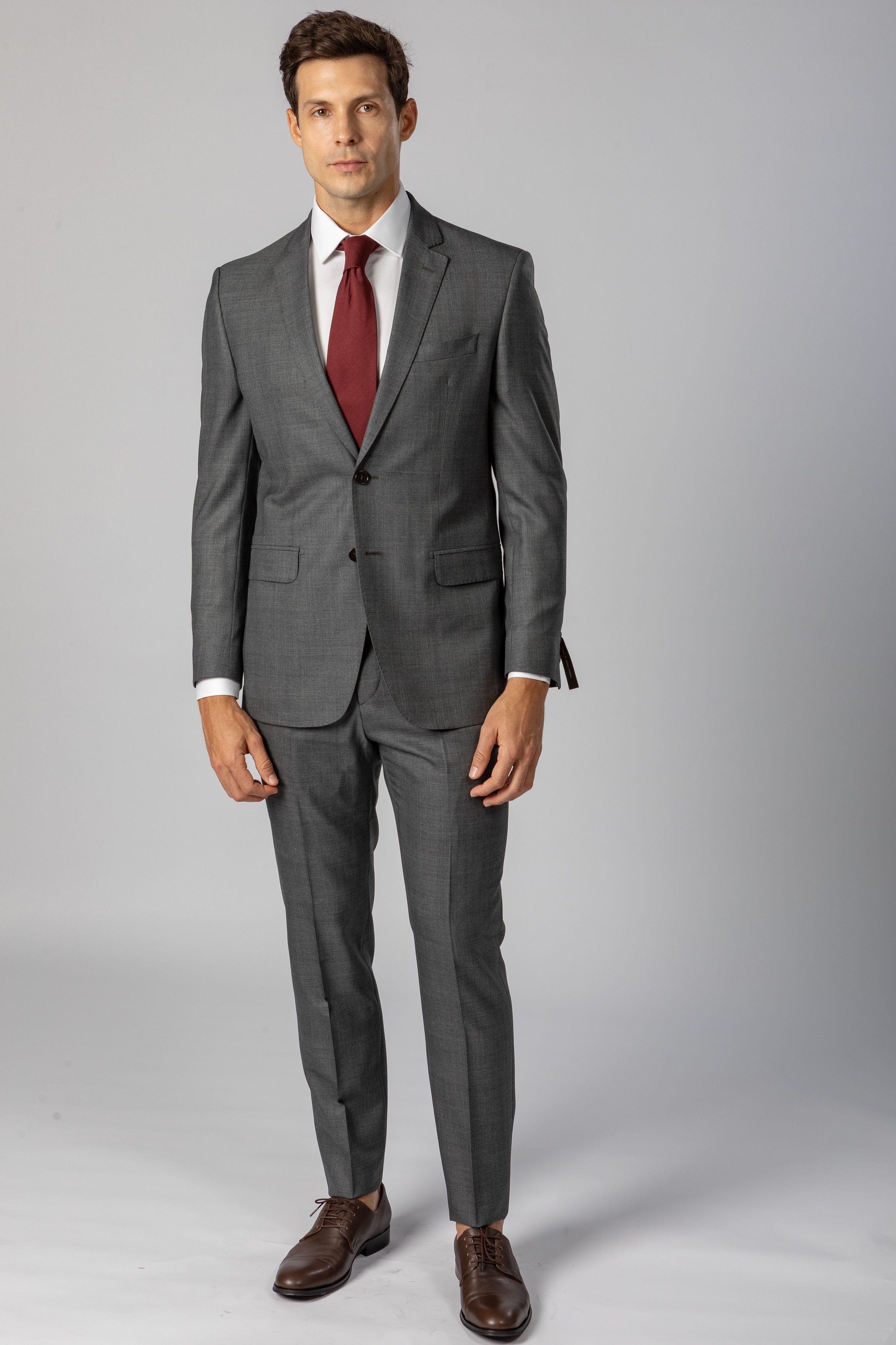 Costume Canônico Super 150 Slim Window Pane Cinza médio | Diodato ...