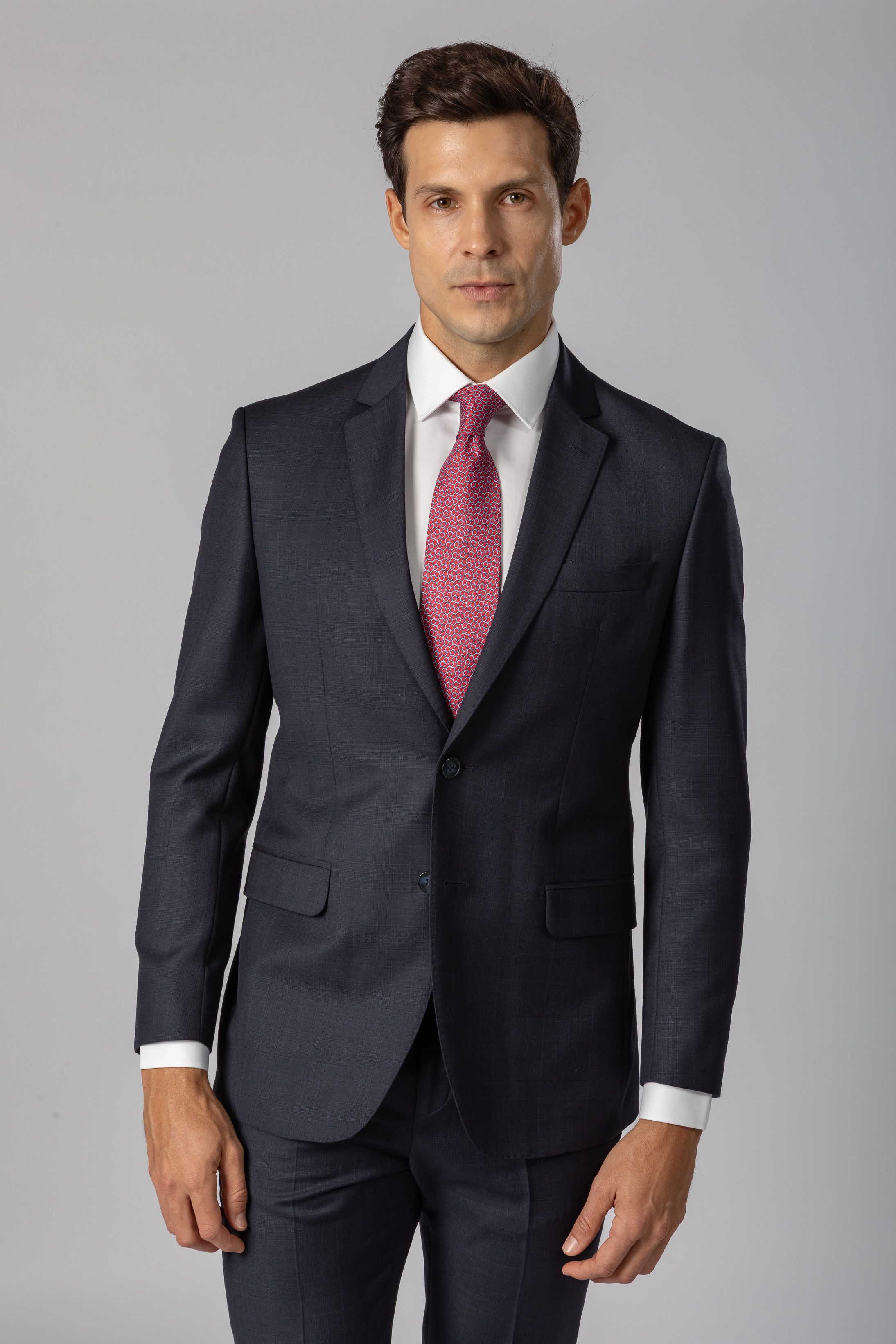 Costume Super 120 Slim Window Pane Marinho | Diodato Alfaiataria