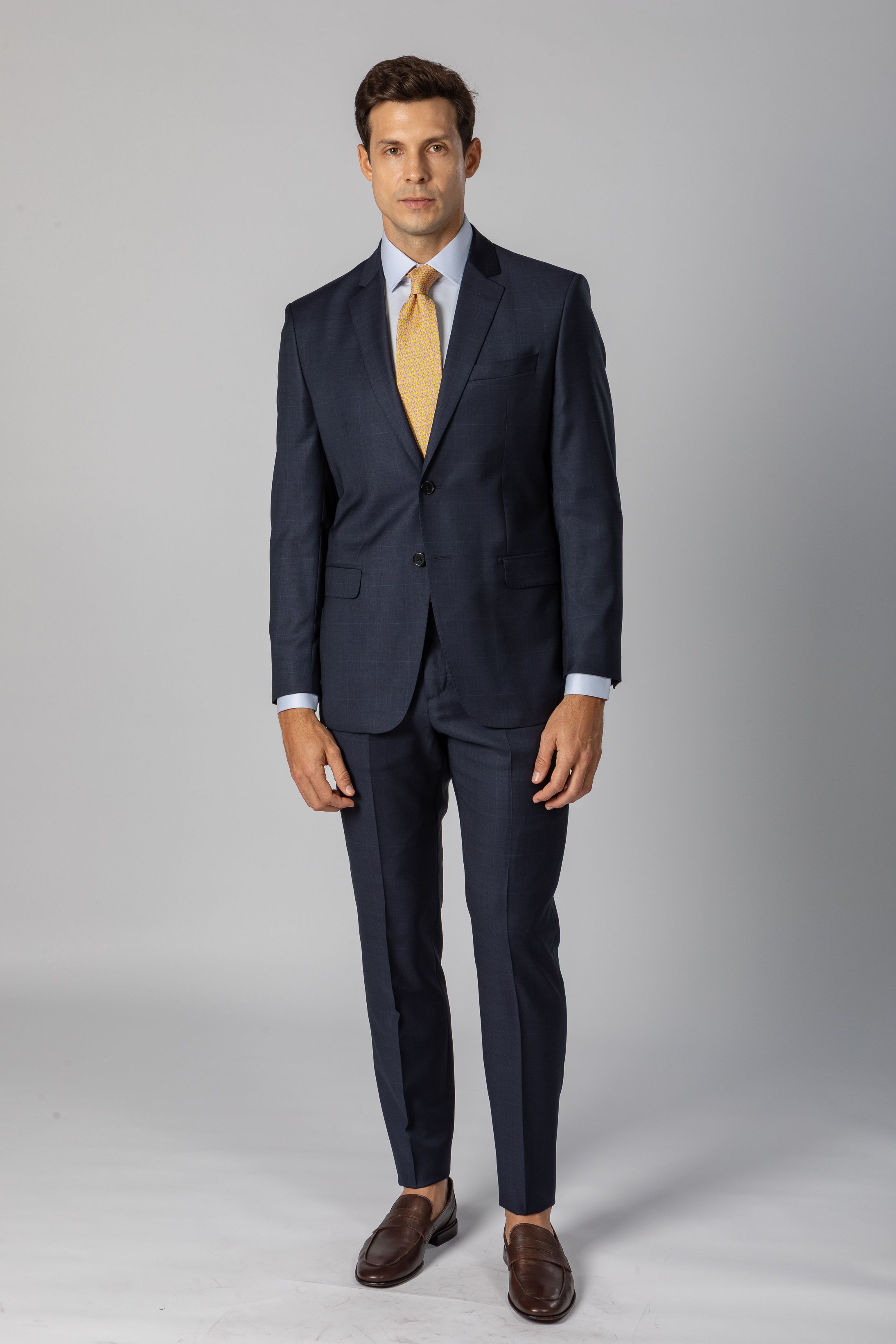Costume Reda Super 110 Slim Window Pane Marinho | Diodato Alfaiataria