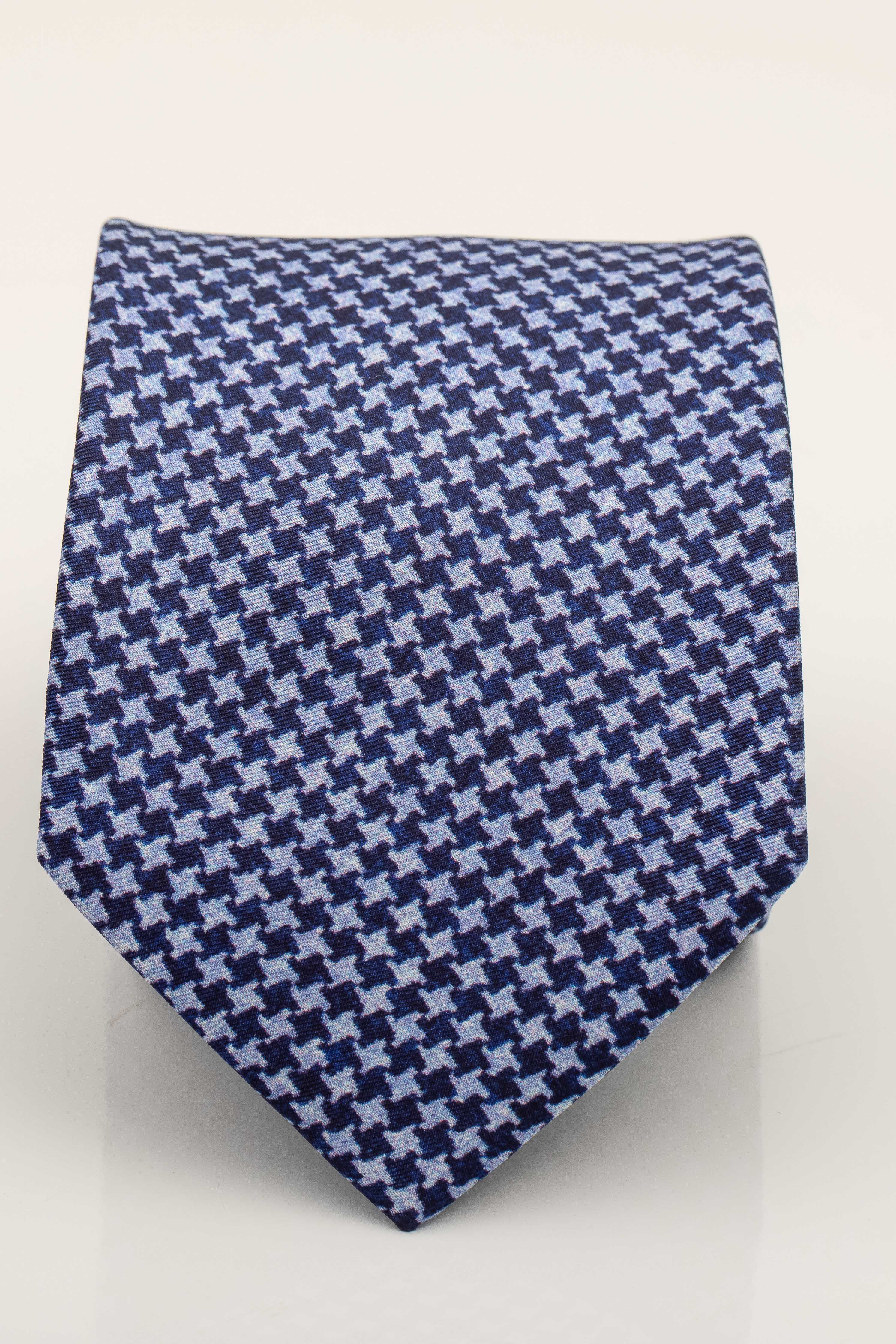 Gravata Seda Italiana Marinho com branco | Diodato Alfaiataria