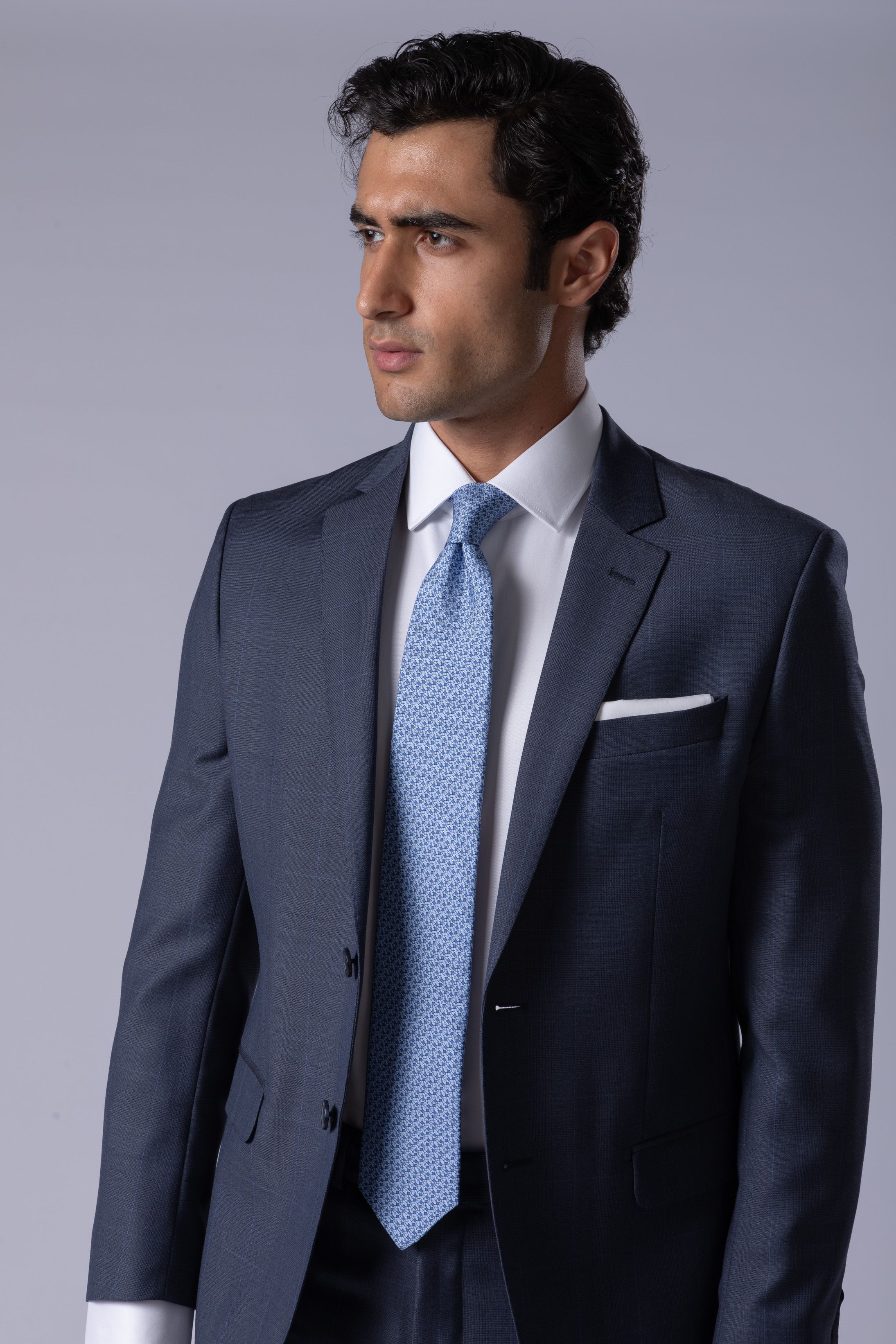 Costume Super 120 Slim Window Pane Marinho | Diodato Alfaiataria