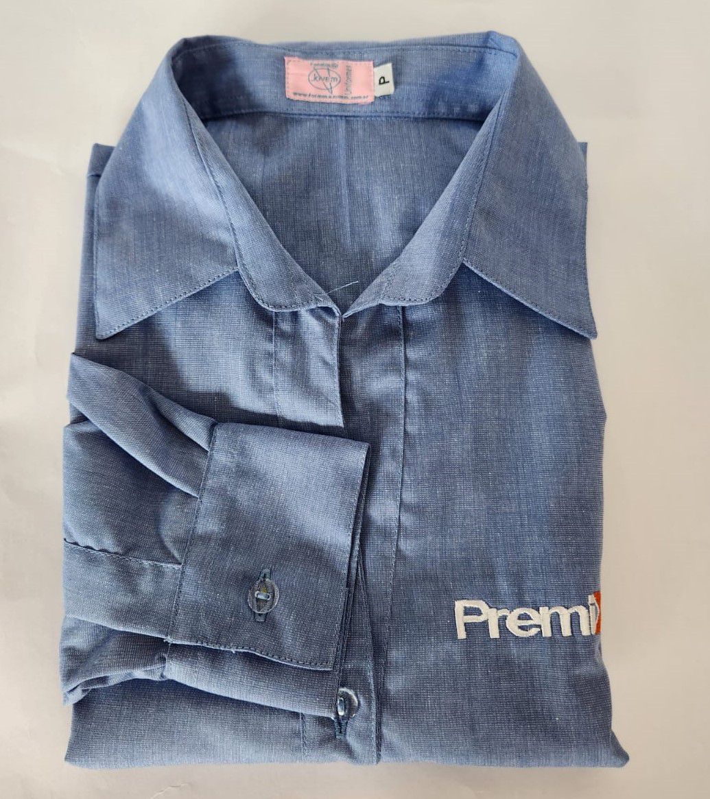 Camisete manga longa azul bordado branco | PremixShop