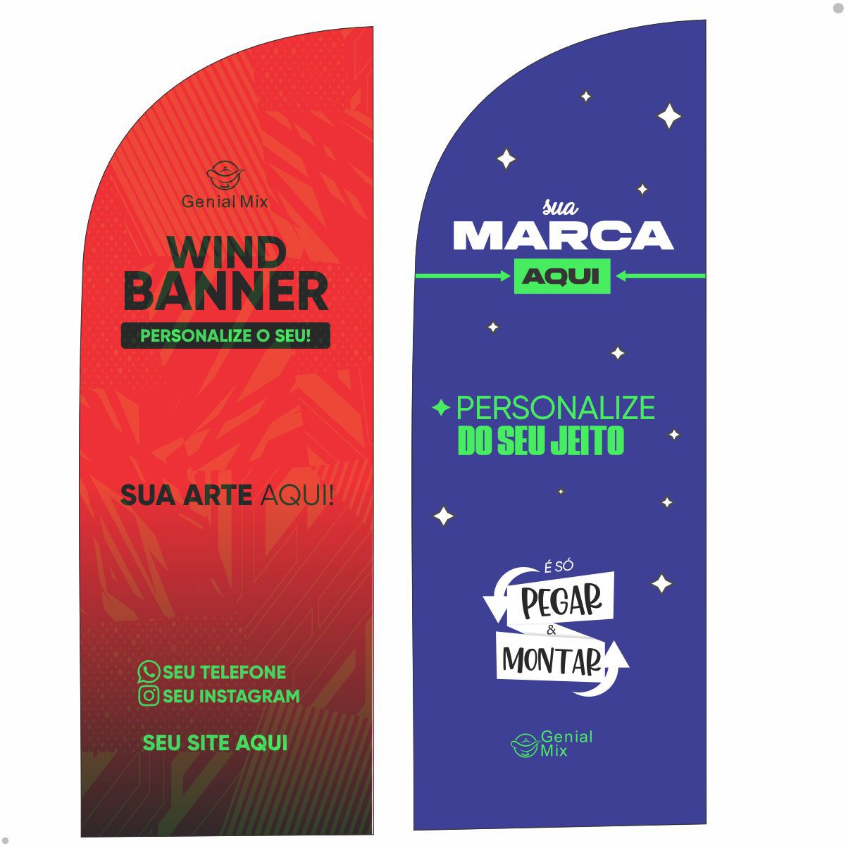 Wind Banner Dupla Face 2m Somente Bandeira Personalizado | Genial Mix