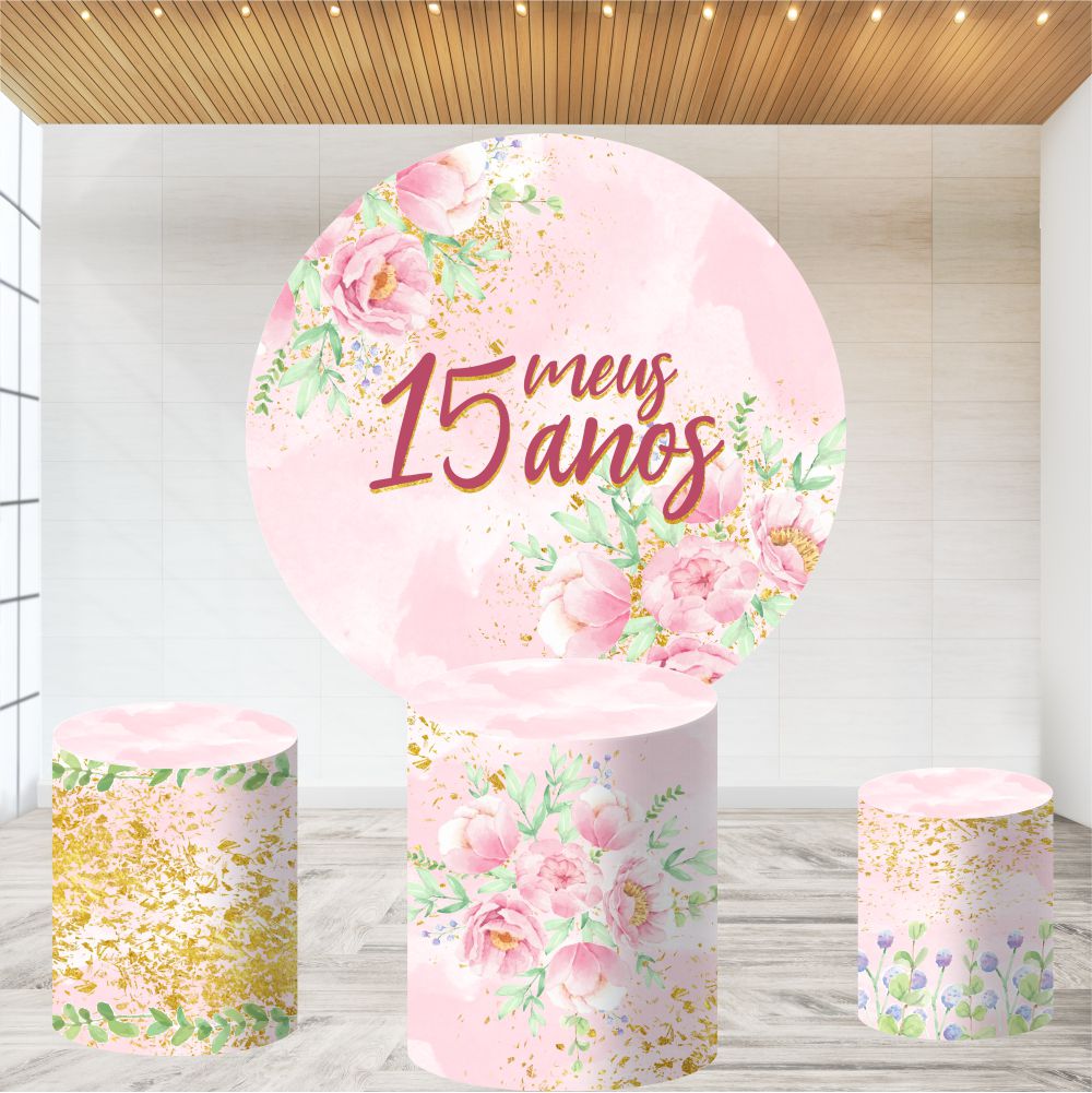 Painel Redondo e Capas Meus 15 anos | Genial Mix