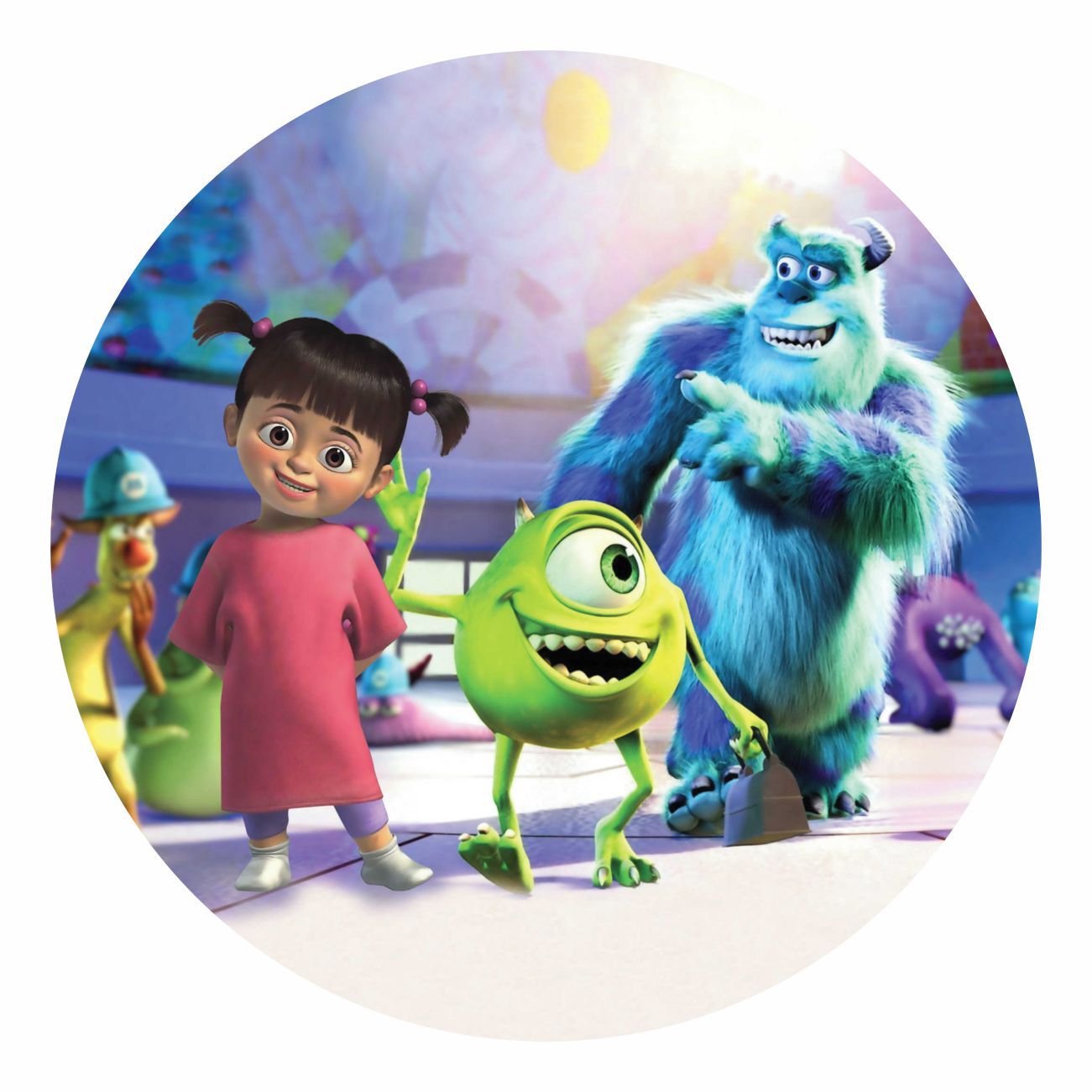 Painel Redondo Monstros S.A - 1,30X1,30 | Genial Mix