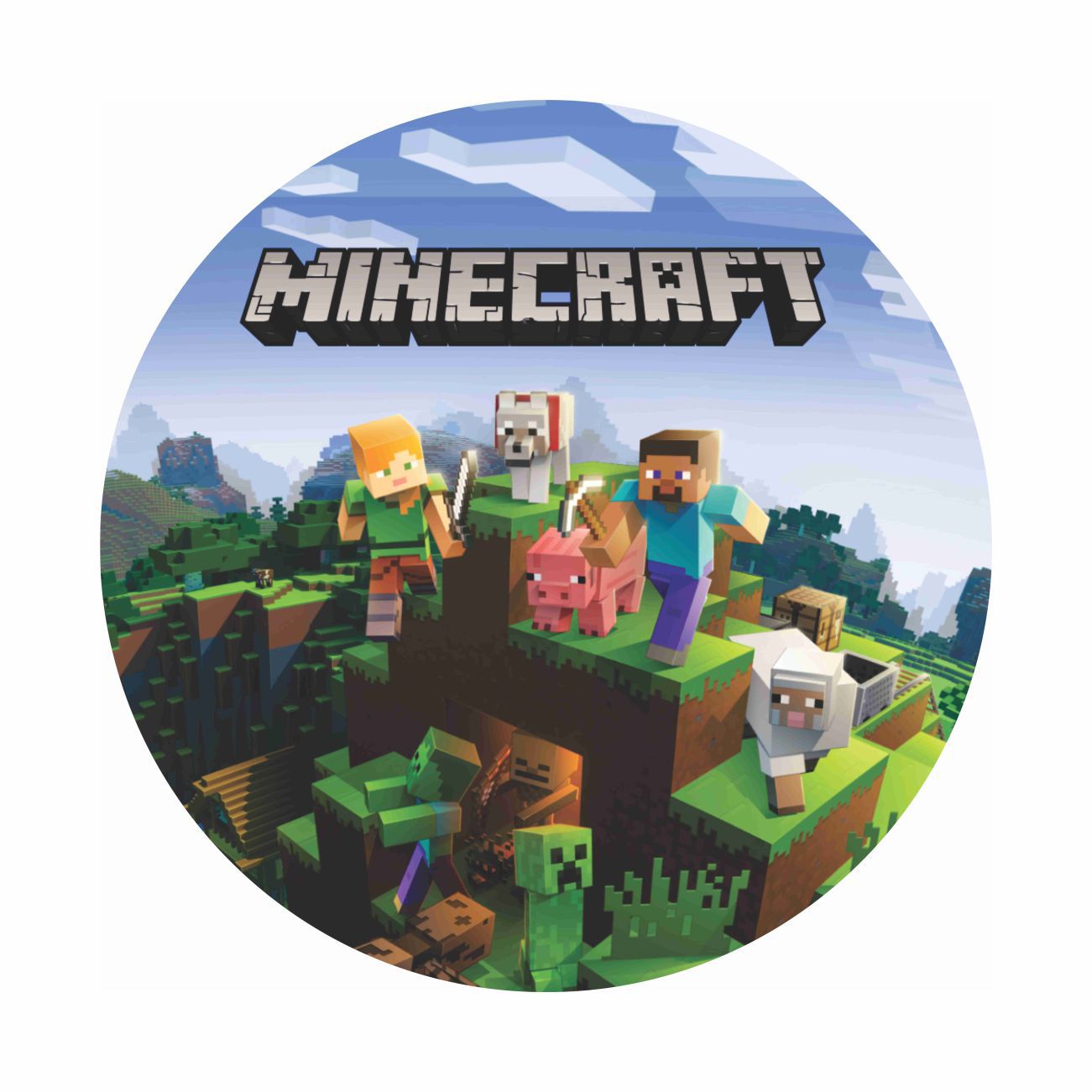 Painel Redondo Minecraft - 1,50 x 1,50 | Genial Mix