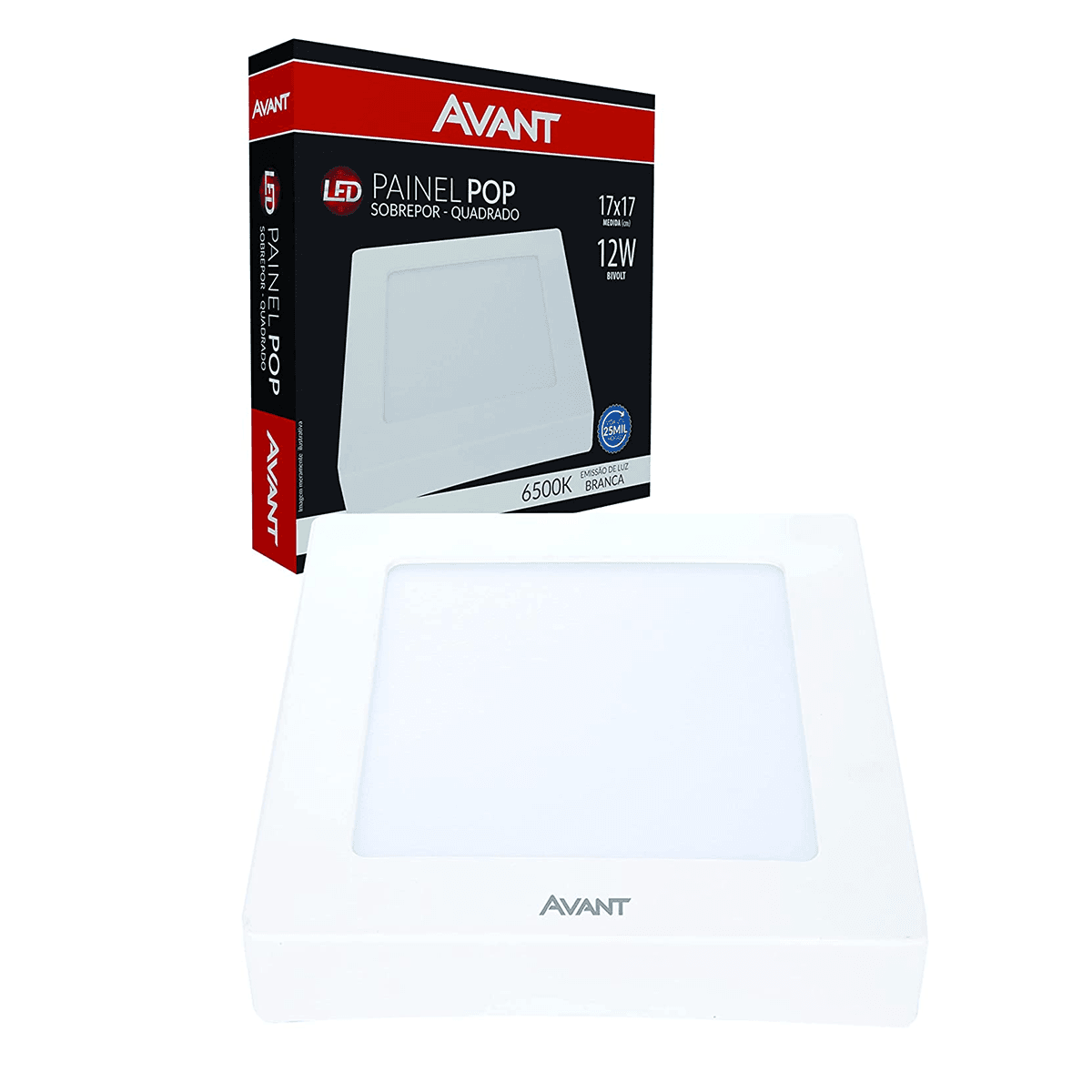 Painel Led Avant Pop Sobrepor 12W BIV 6500K BR Quadrado - Loja Gomes
