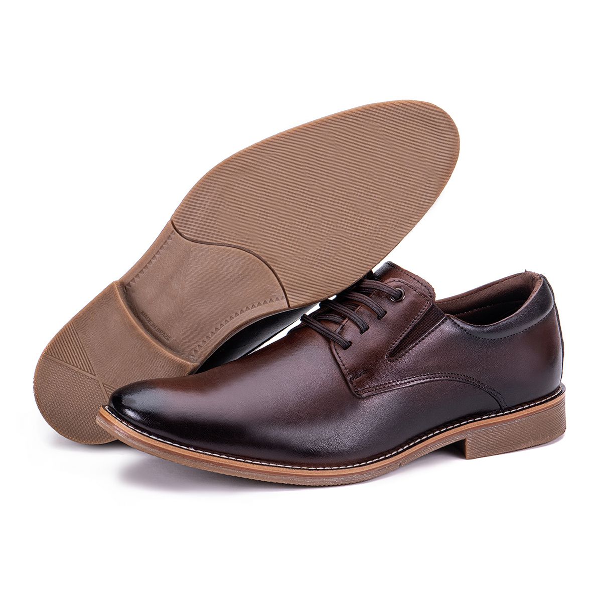 Sapato Social Moderno de Couro Super Calce Fácil Marrom Paris | KÉFFOR ...