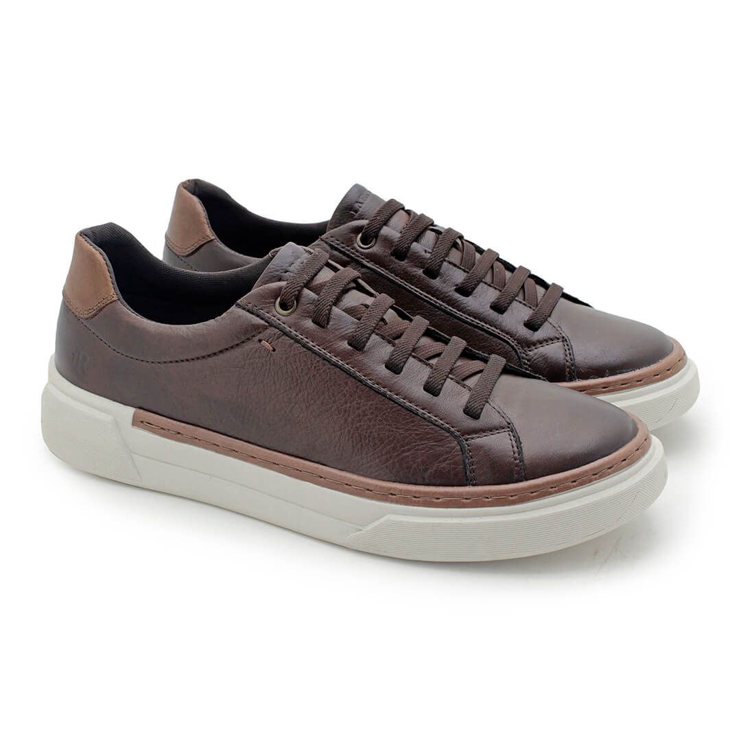 Sapatenis Casual Masculino Titanium em Couro - Café | Calçados Laroche