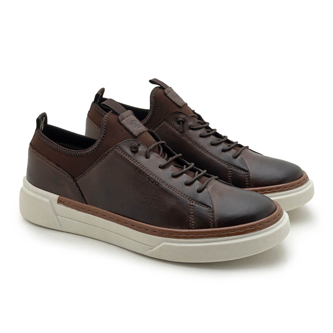 Sapatenis Casual Masculino Titanium em Couro - Café | Calçados Laroche