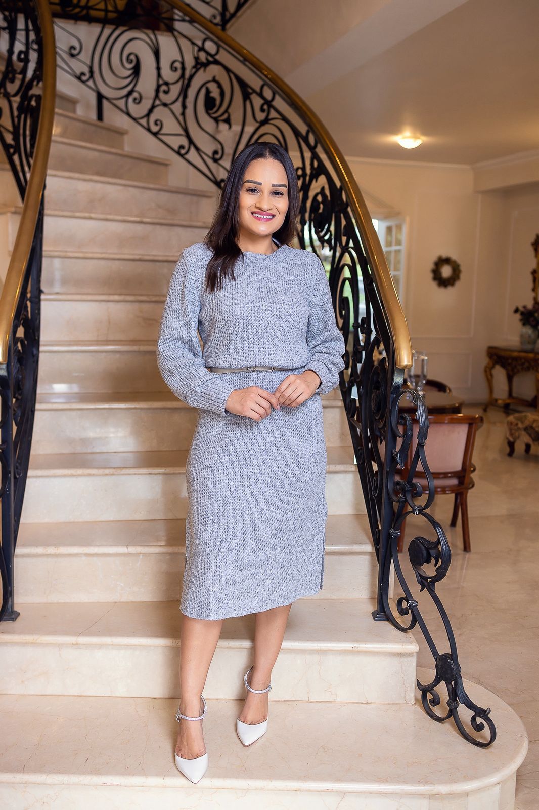 Vestido Tricô Cinza | LUCIOLA MAGNO