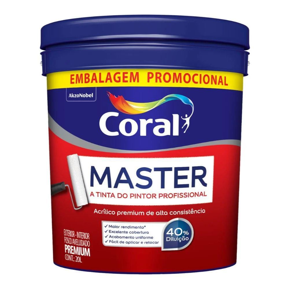 Tinta Acrílica Fosco Coral Master Branco 20l | Luidar Tintas