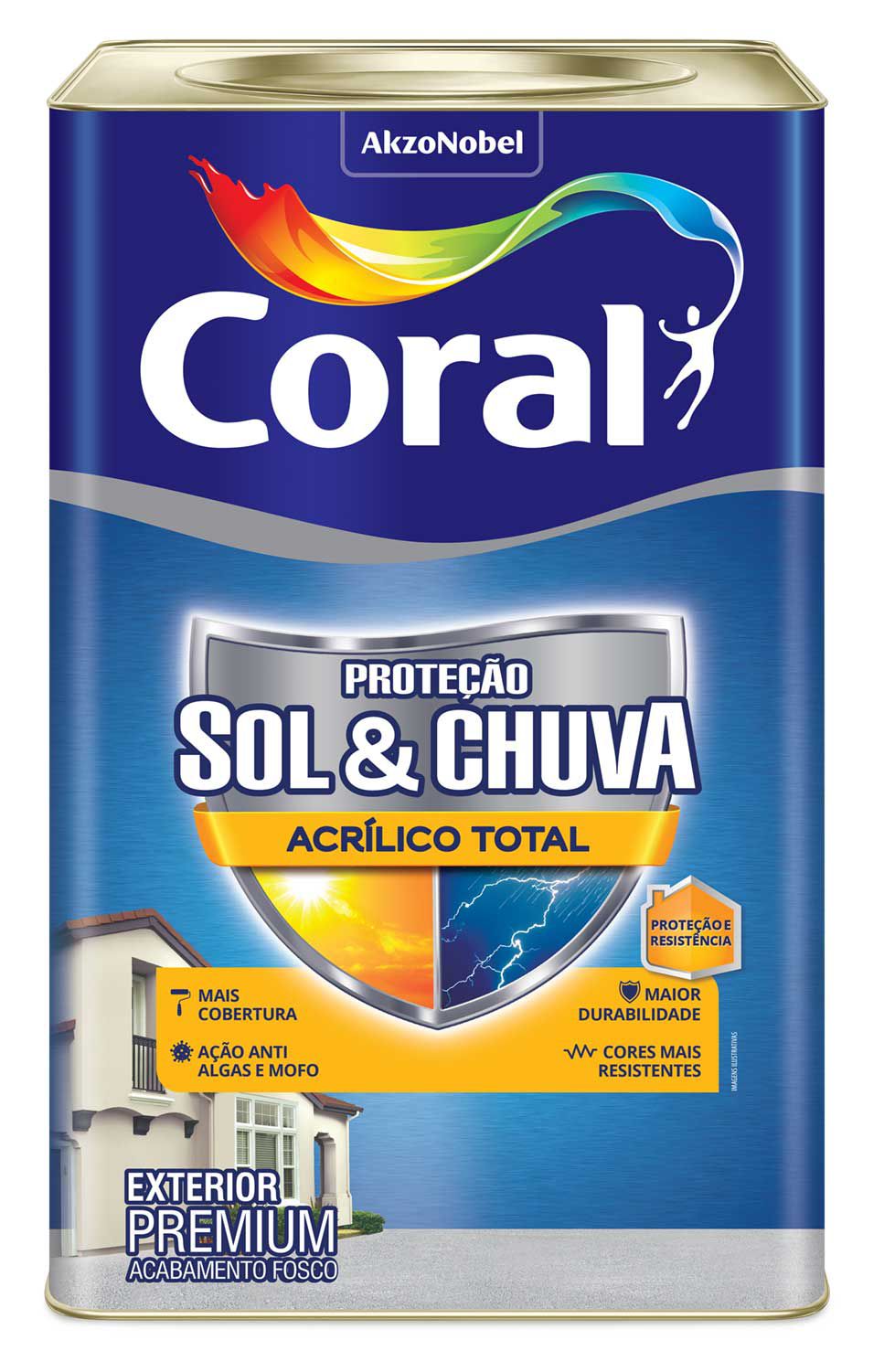 Tinta Sol e Chuva Acrílico Total Fosco Coral 18L | Luidar Tintas