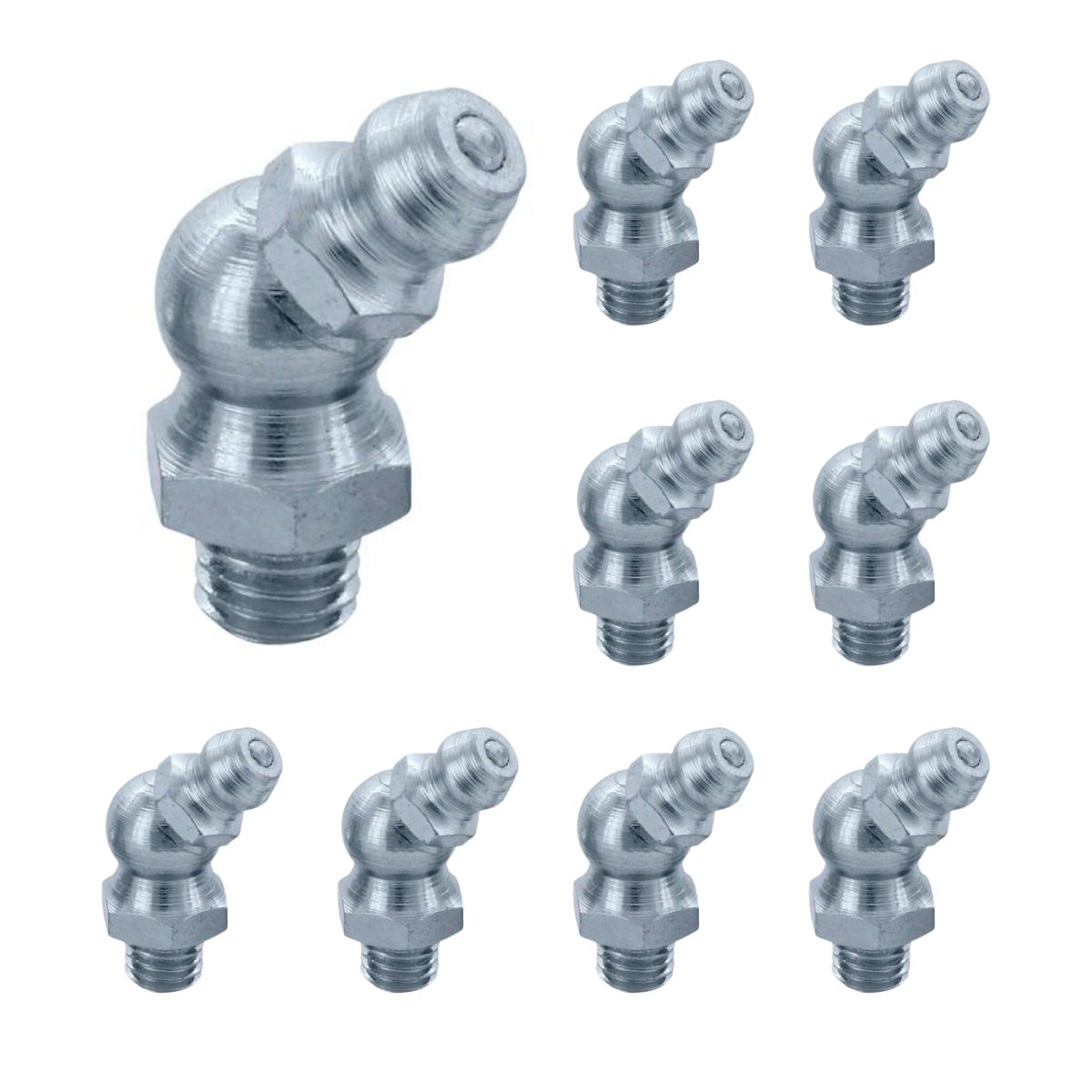 Kit Graxeira Aço Zincado 45° 1/4 Pol com 10 Peças FNT-1460 Fiontar | Mabore