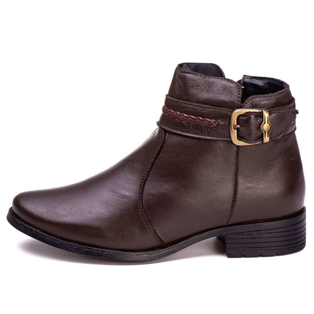 Botina Feminina Em Couro Legitimo Café | Pettinari