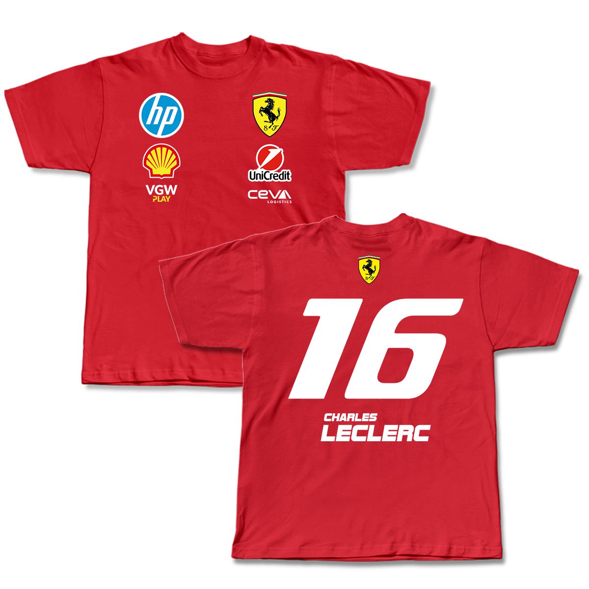 Camiseta Sponsorships Ferrari 2025 Charles Leclerc #16 | Magic T-Shirts ...