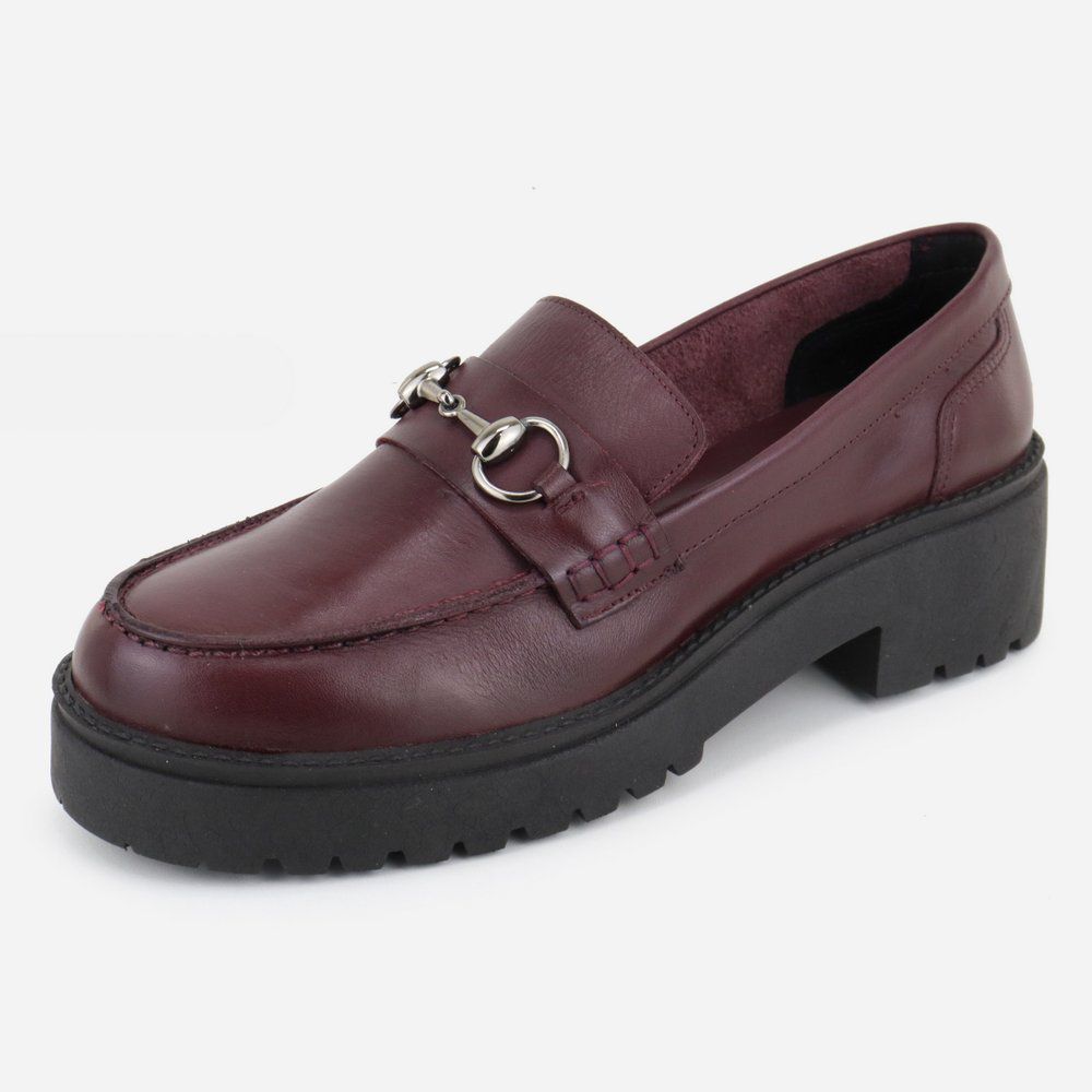 Mocassim Feminino Bridão Couro Stela Merlot | Maria Paula Store